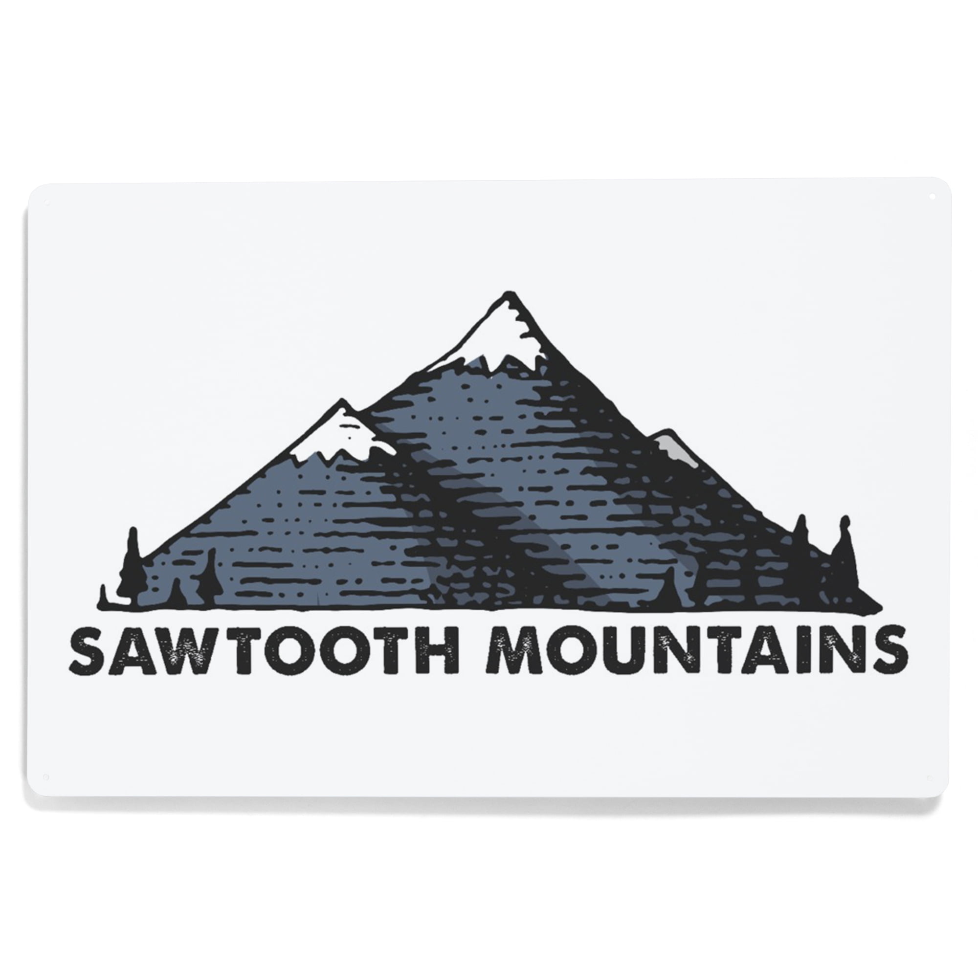 Sawtooth Mountains, Idaho, Blue Peaks, Contour (12x18 Aluminum Art ...