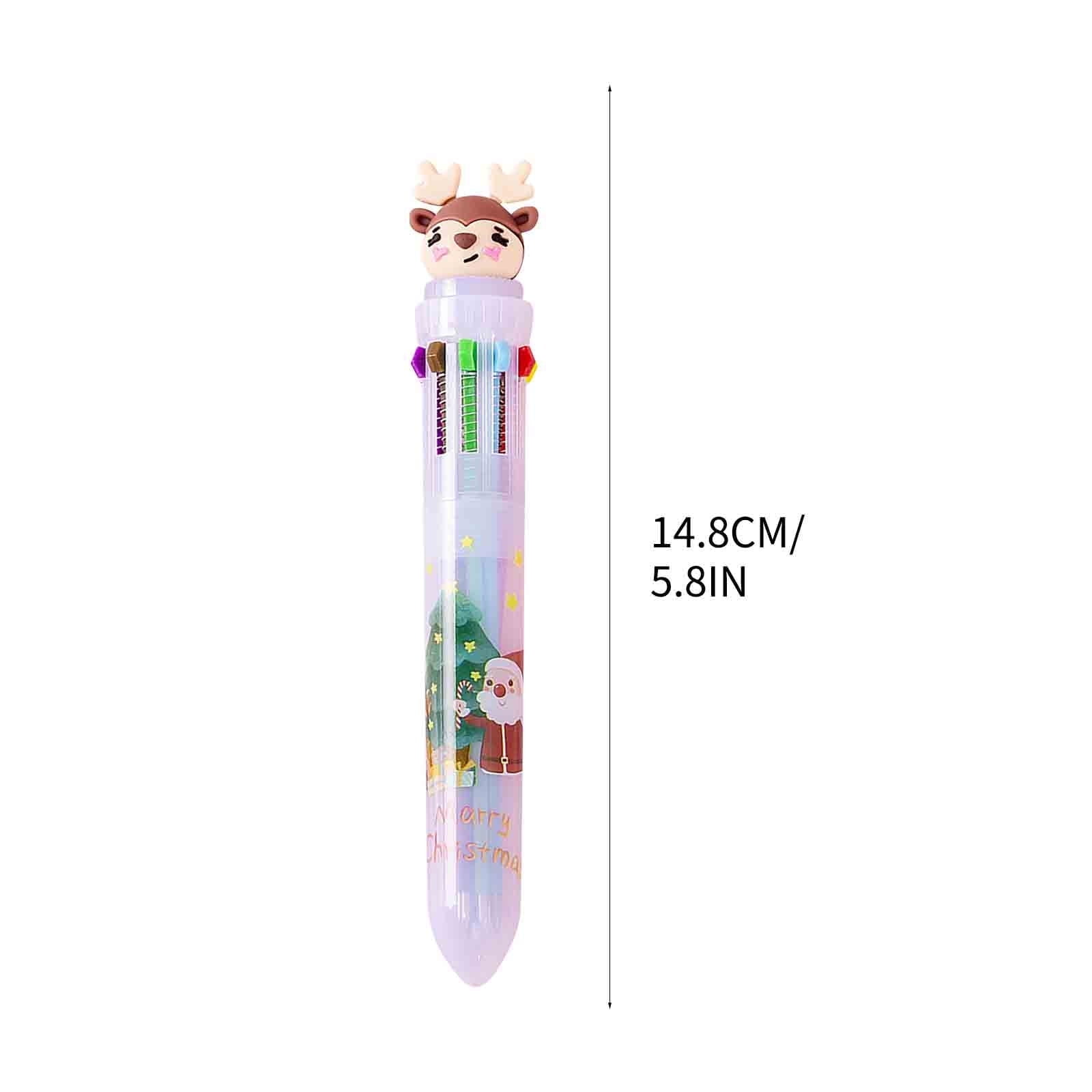Sawvnm 10 Color Christmas Ballpoint Pen Push Type Color Multifunction ...