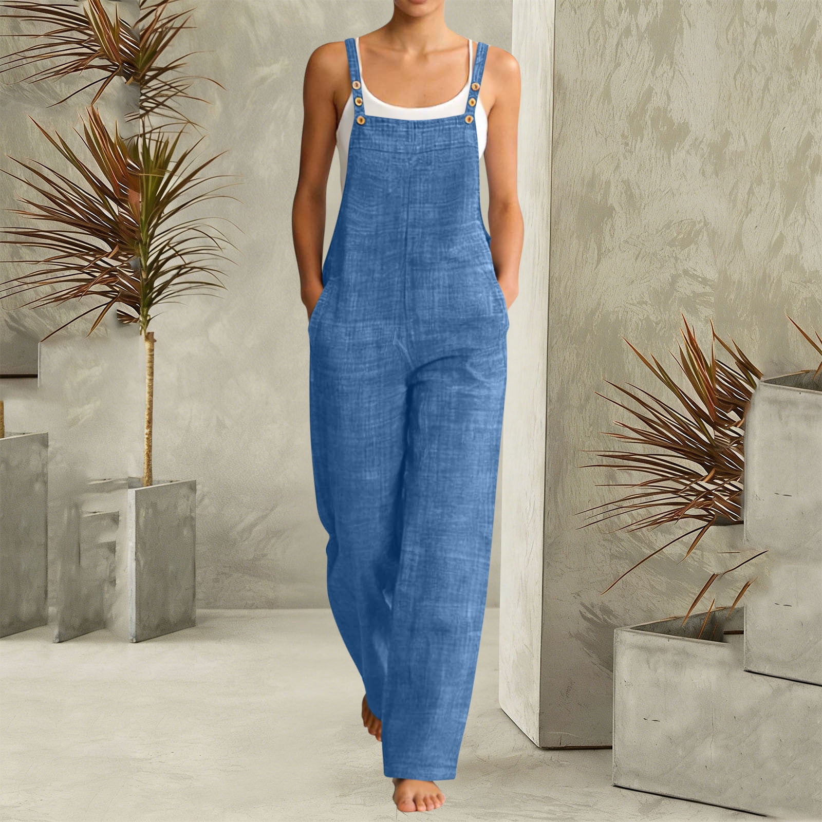SHOPESSA Women's Casual Cold Shoulder Jumpsuit, Button Suspender ...