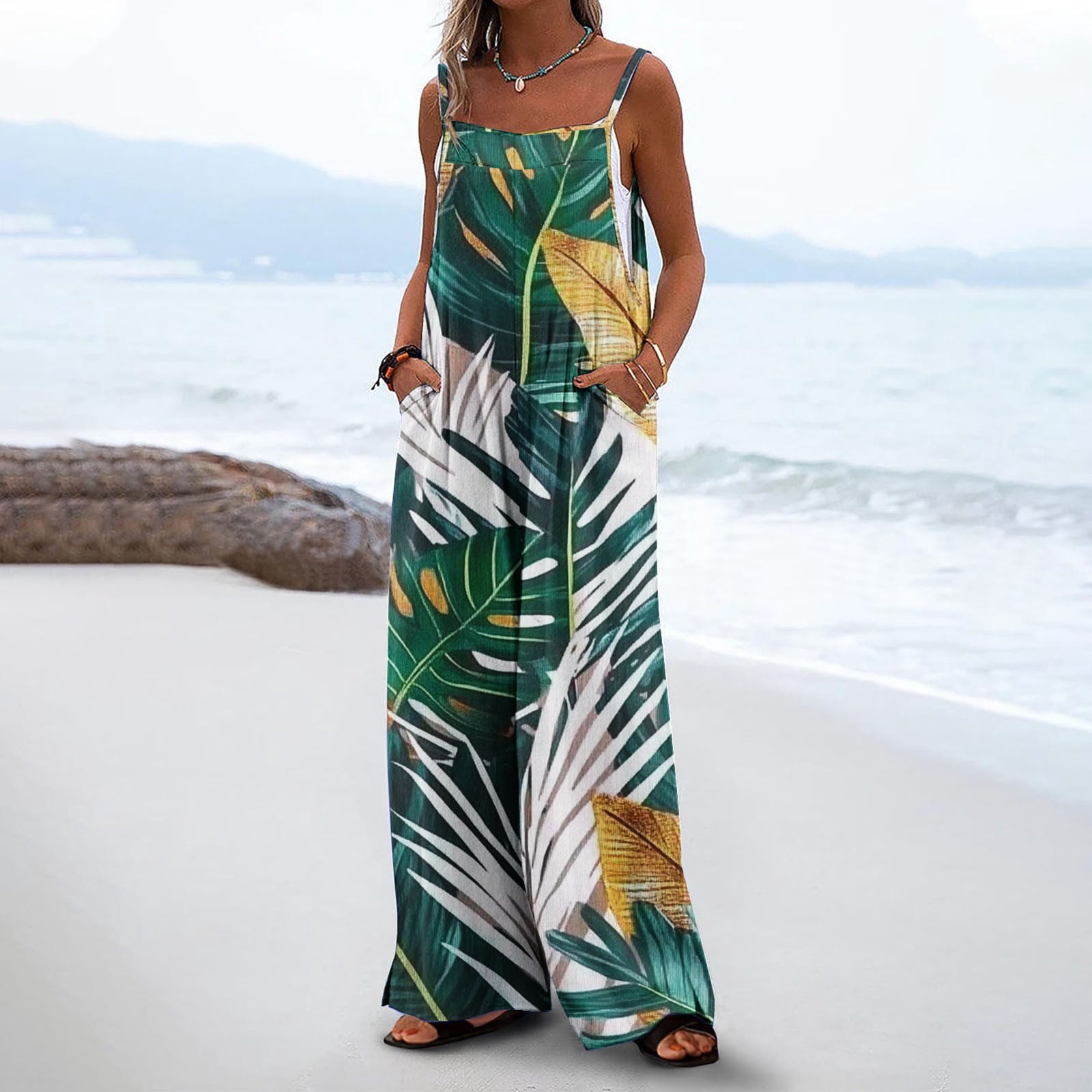 Sawvnm Jumpers for Women with Pockets Casual Cold Shoulder Jumpsuit ...