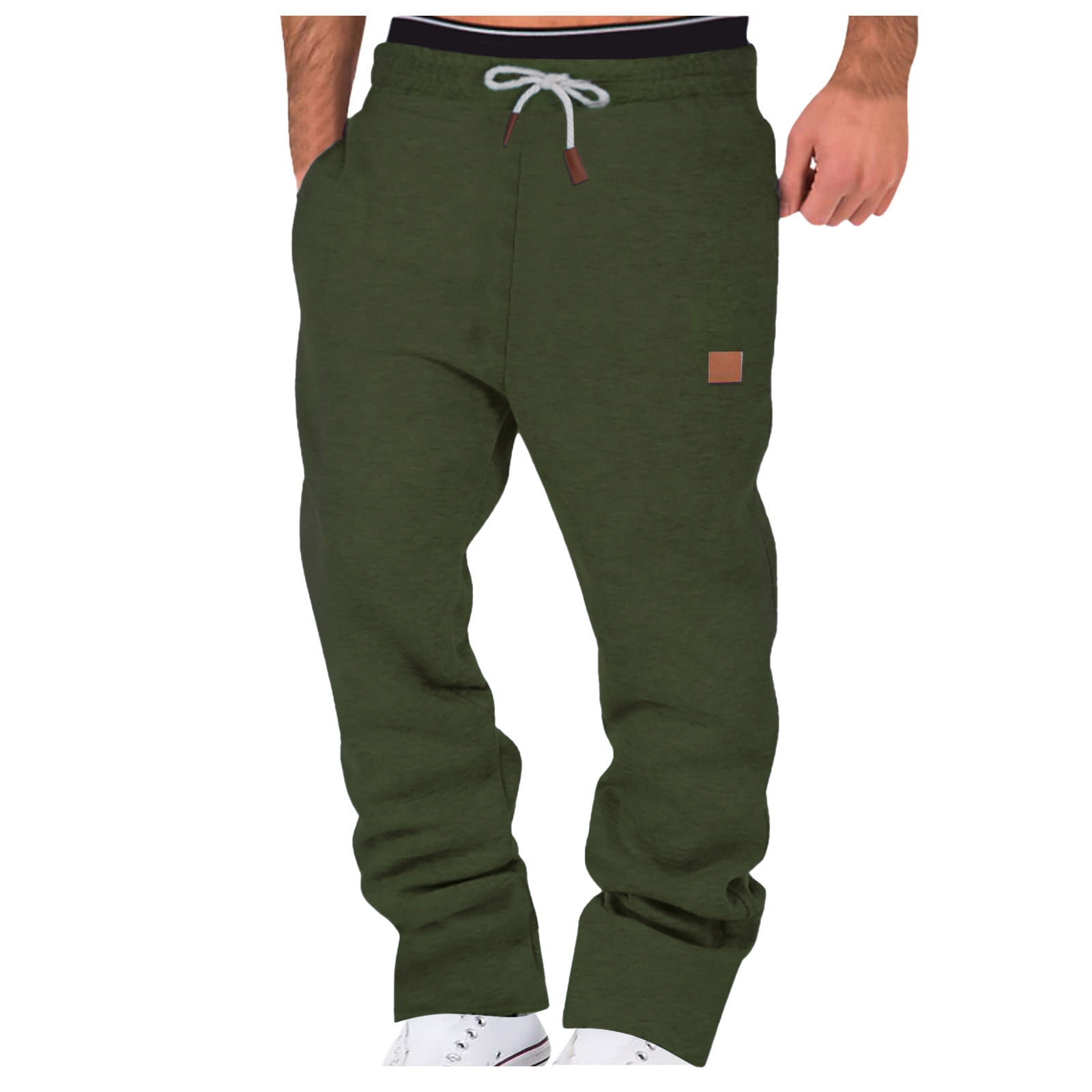 Sawvnm Men's Pocket Casual Straight-leg Pants Tracksuit Pants Full ...
