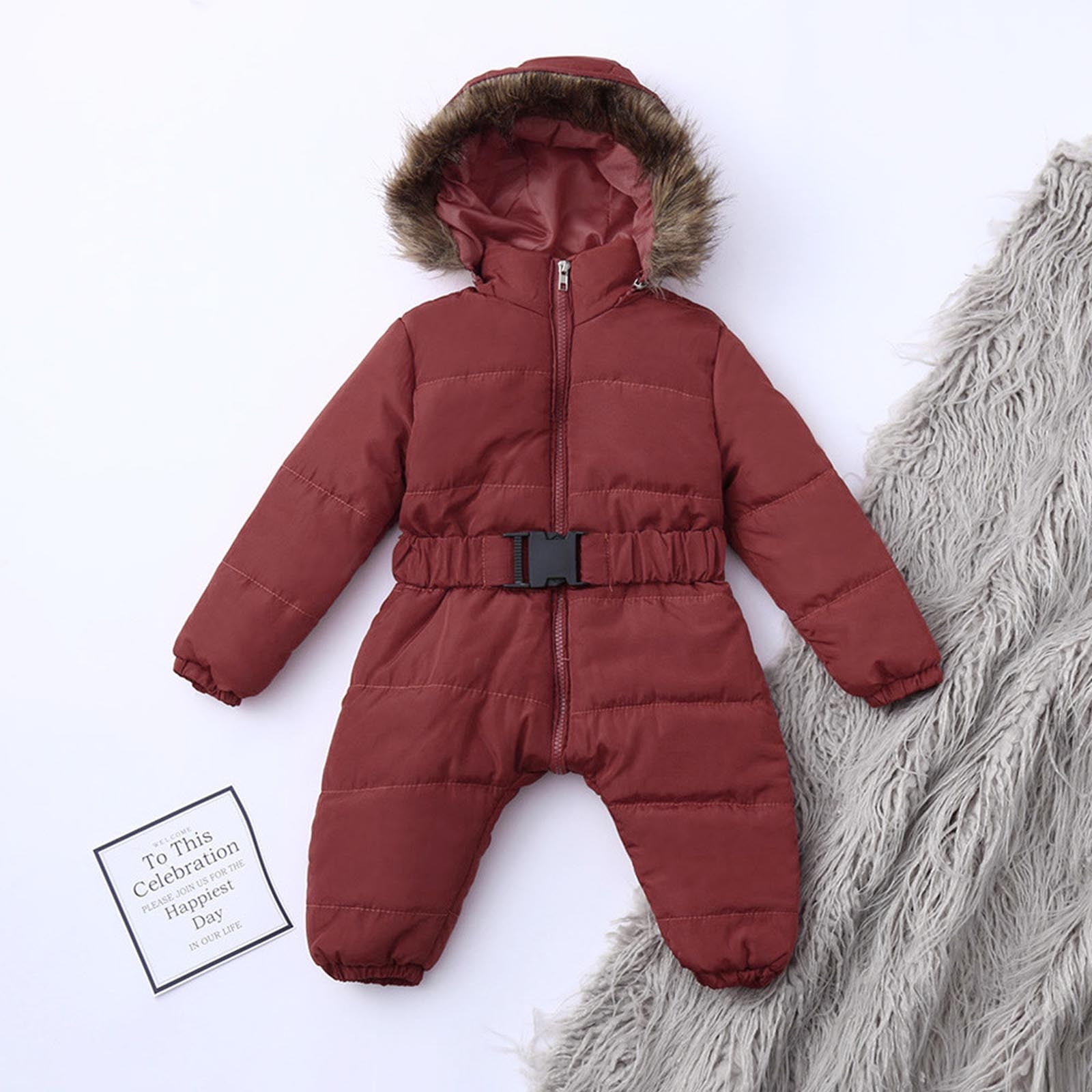 Sawvnm Toddler Snowsuits for 3-6 Months Infant Baby Boy Girl Romper Jacket Hooded Jumpsuit Warm ...
