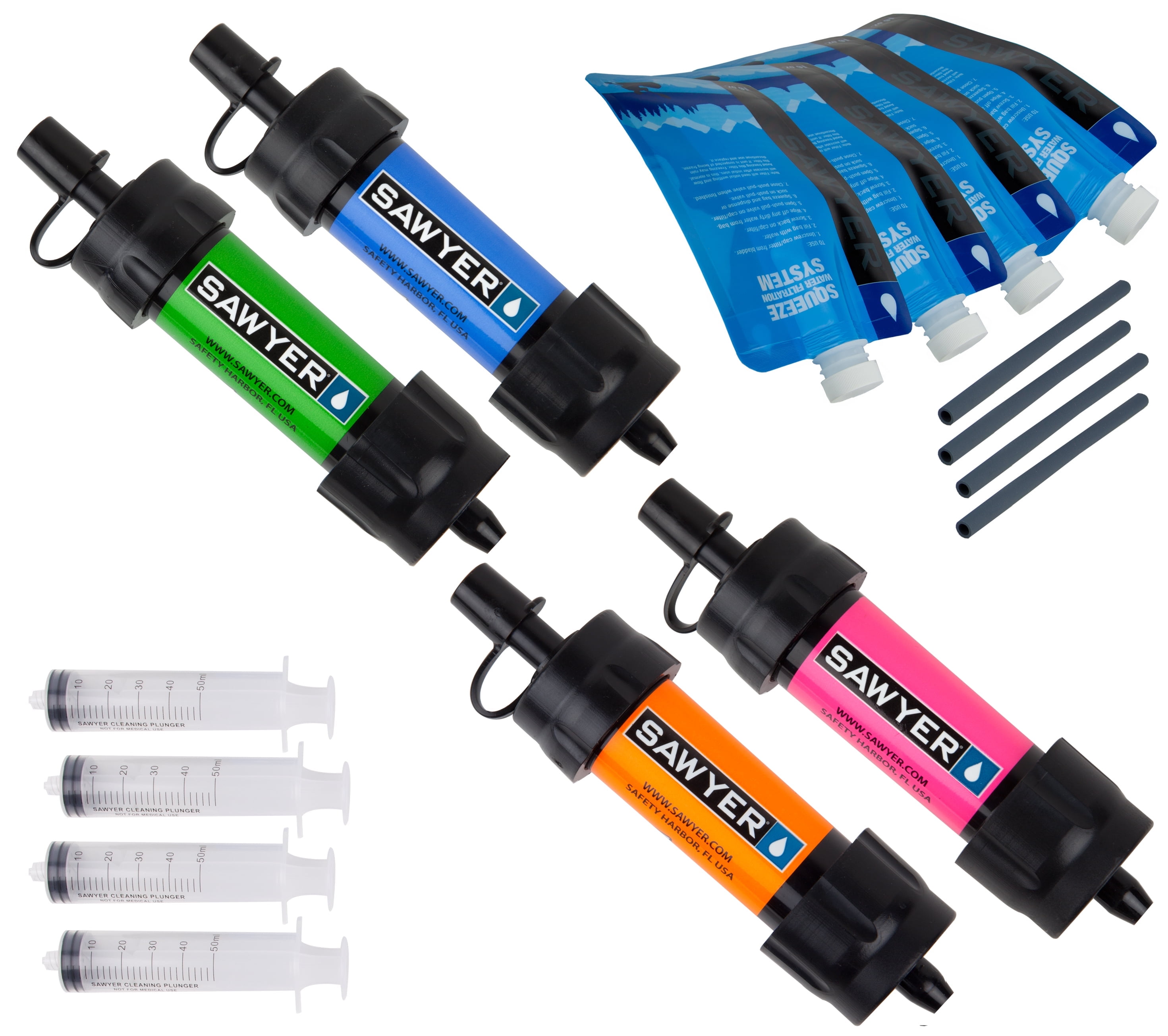 Sawyer SP124 MINI Water Filtration System, 4-Pack, Multi-Color ...
