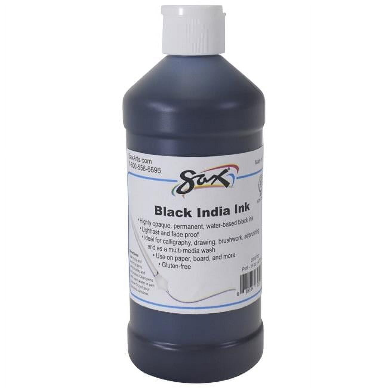 Sax 1 Pint Calligraphy India Ink, Non-Toxic, Bottled Dip, Black ...