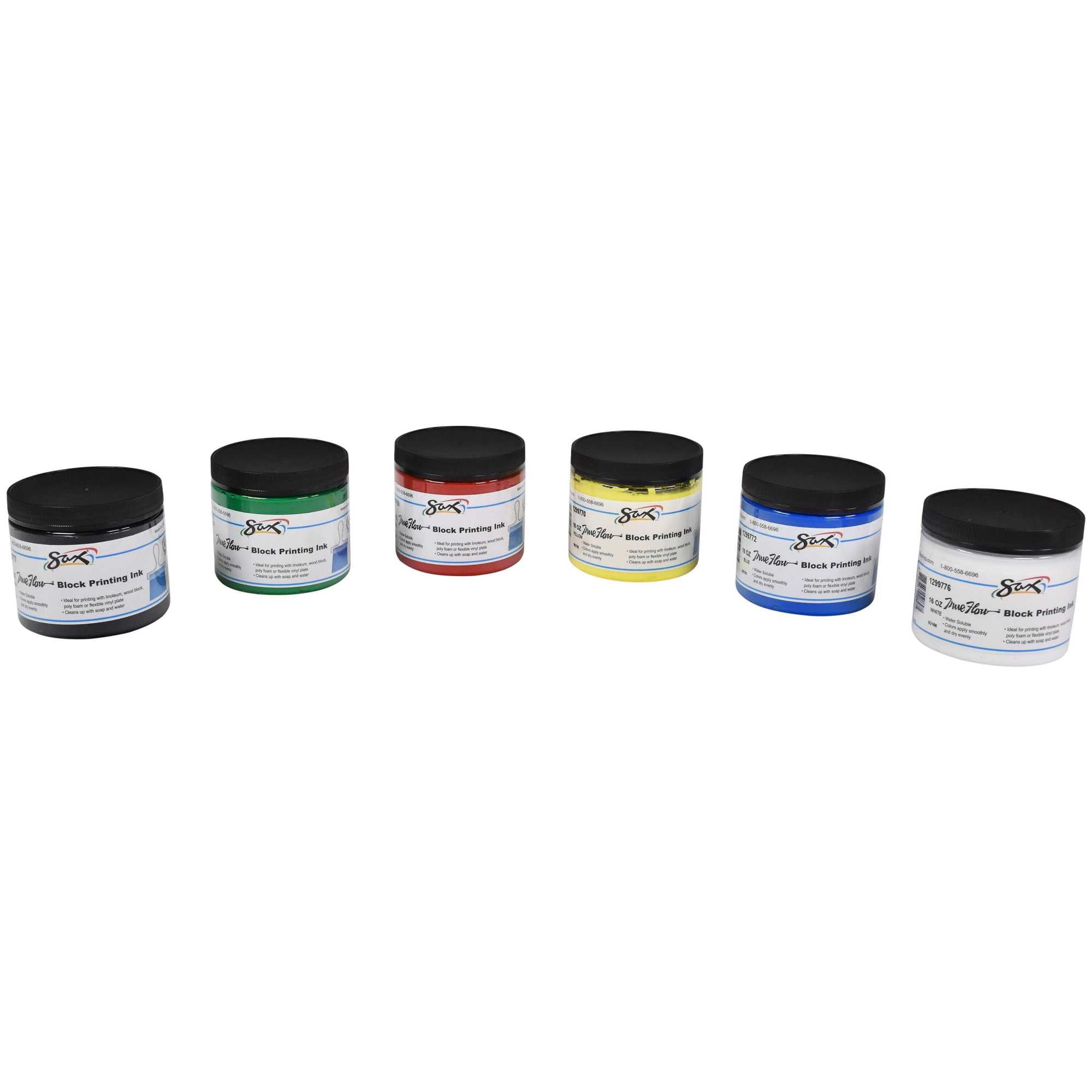 Sax Block Printing Inks, 1 Pint Jars, Assorted Colors, Set of 6 ...
