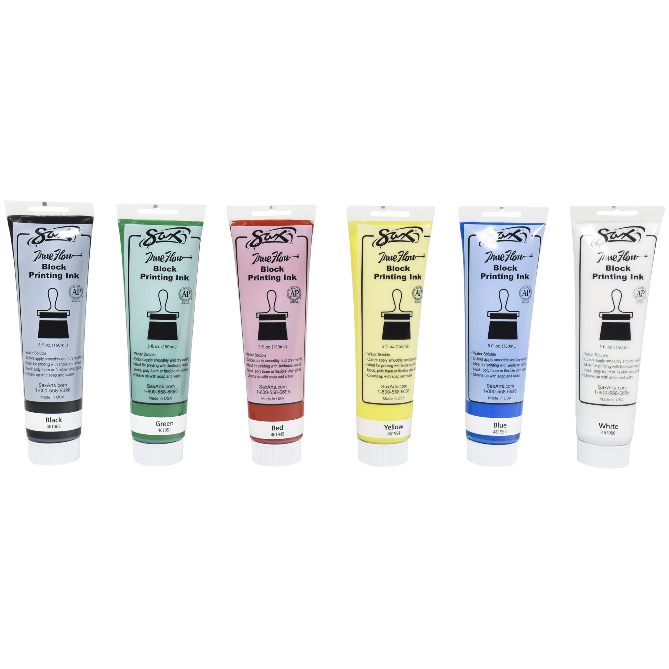 Sax Water Soluble Block Printing Ink, 5 Ounces, Assorted Colors, Set of ...
