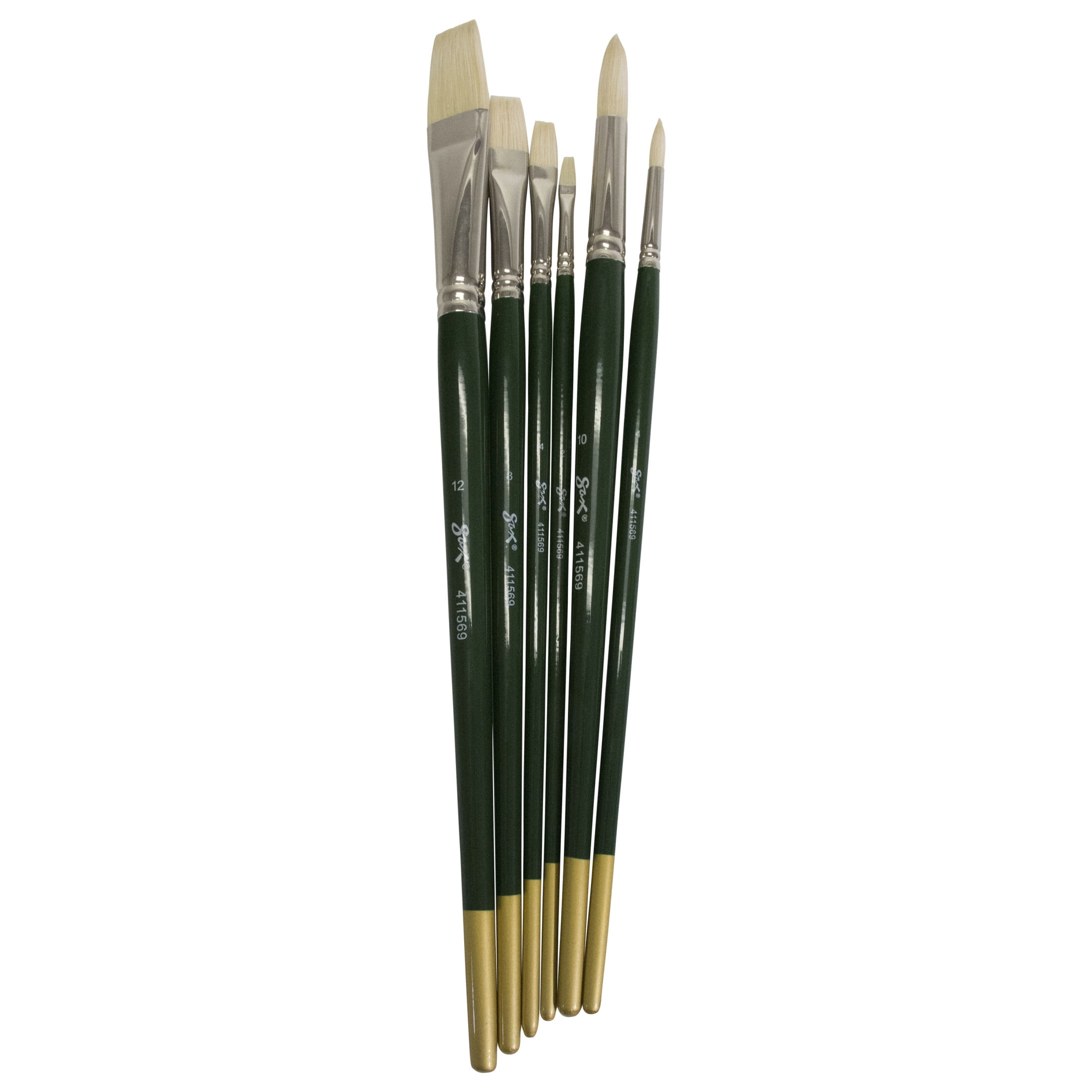 Sax Olympia Interlocked Pure White Hog Bristle Long Paint Brush Set ...