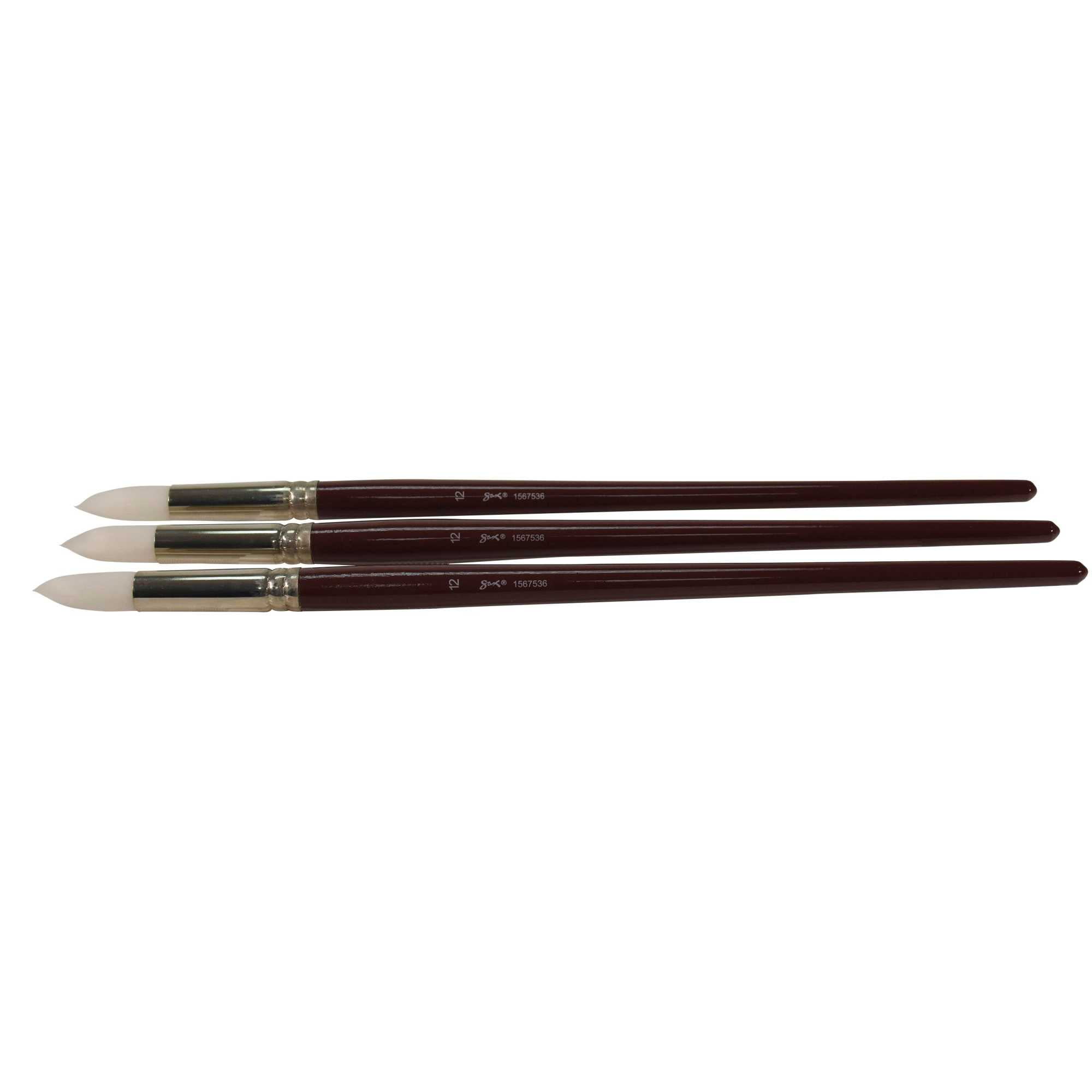 Sax Optimium White Taklon Brushes, Round Type, Long Handle, Size 12 ...