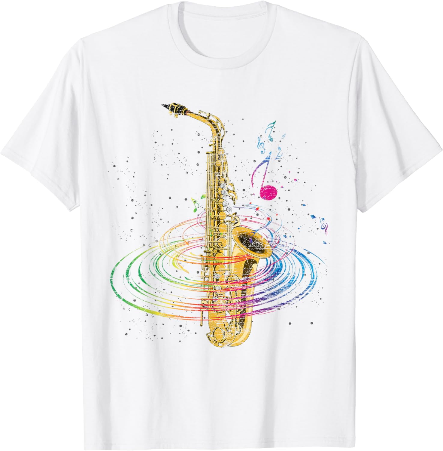 Sax Player Gift Idea Saxophonist Music Notes Saxophone T-Shirt ...