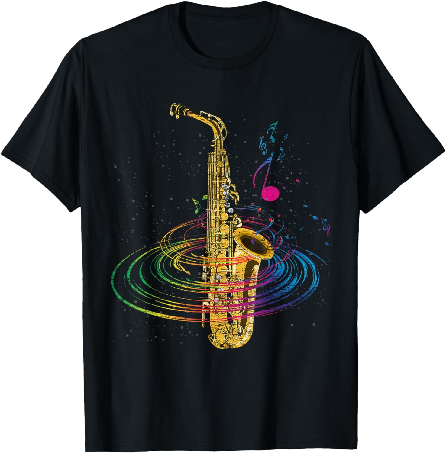 Sax Player Gift Idea Saxophonist Music Notes Saxophone T-Shirt ...
