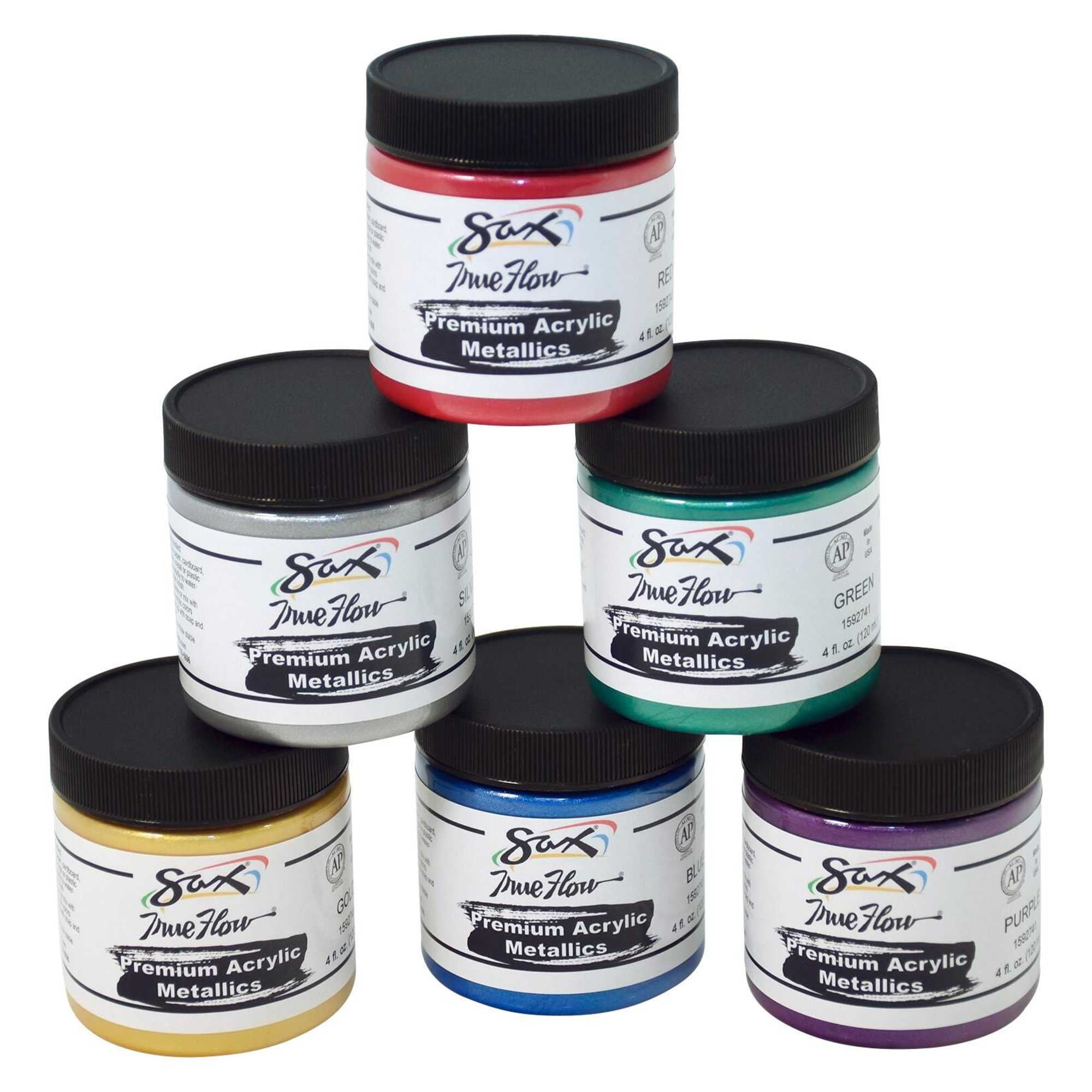 Sax Premium Heavy-Bodied Acrylic Metallics, 4 Ounce, Assorted Metallic ...