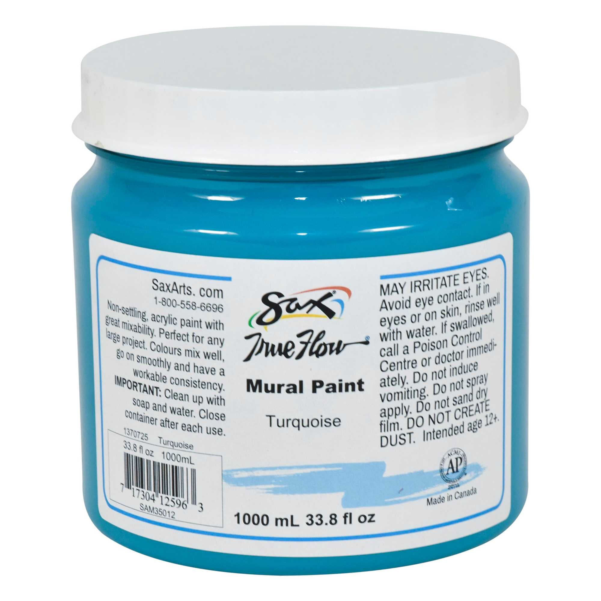 Sax True Flow Acrylic Mural Paint, Turquoise, 33.8 Ounce - Walmart.com