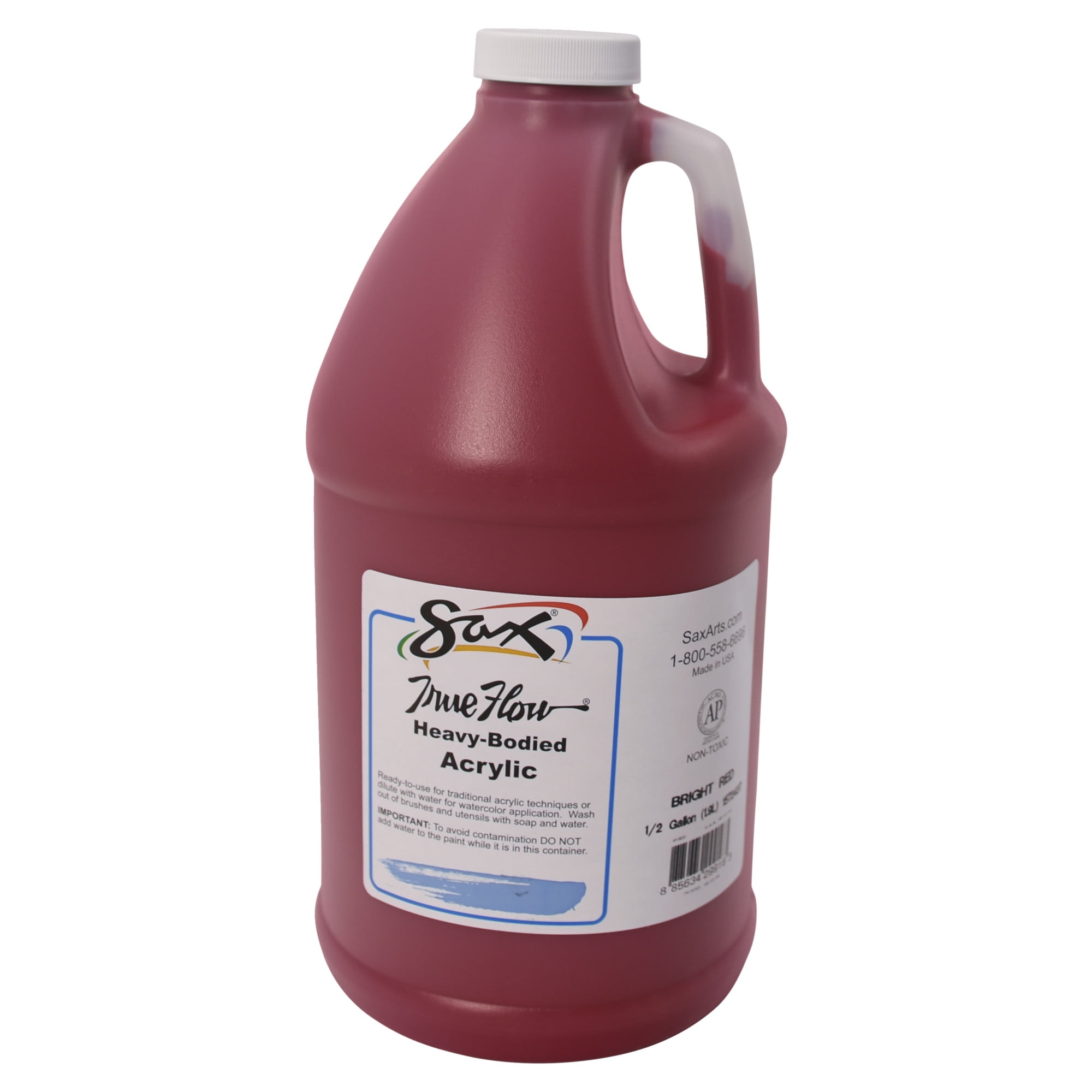 Sax True Flow Heavy Body Acrylic Paint, Bright Red, Half Gallon ...