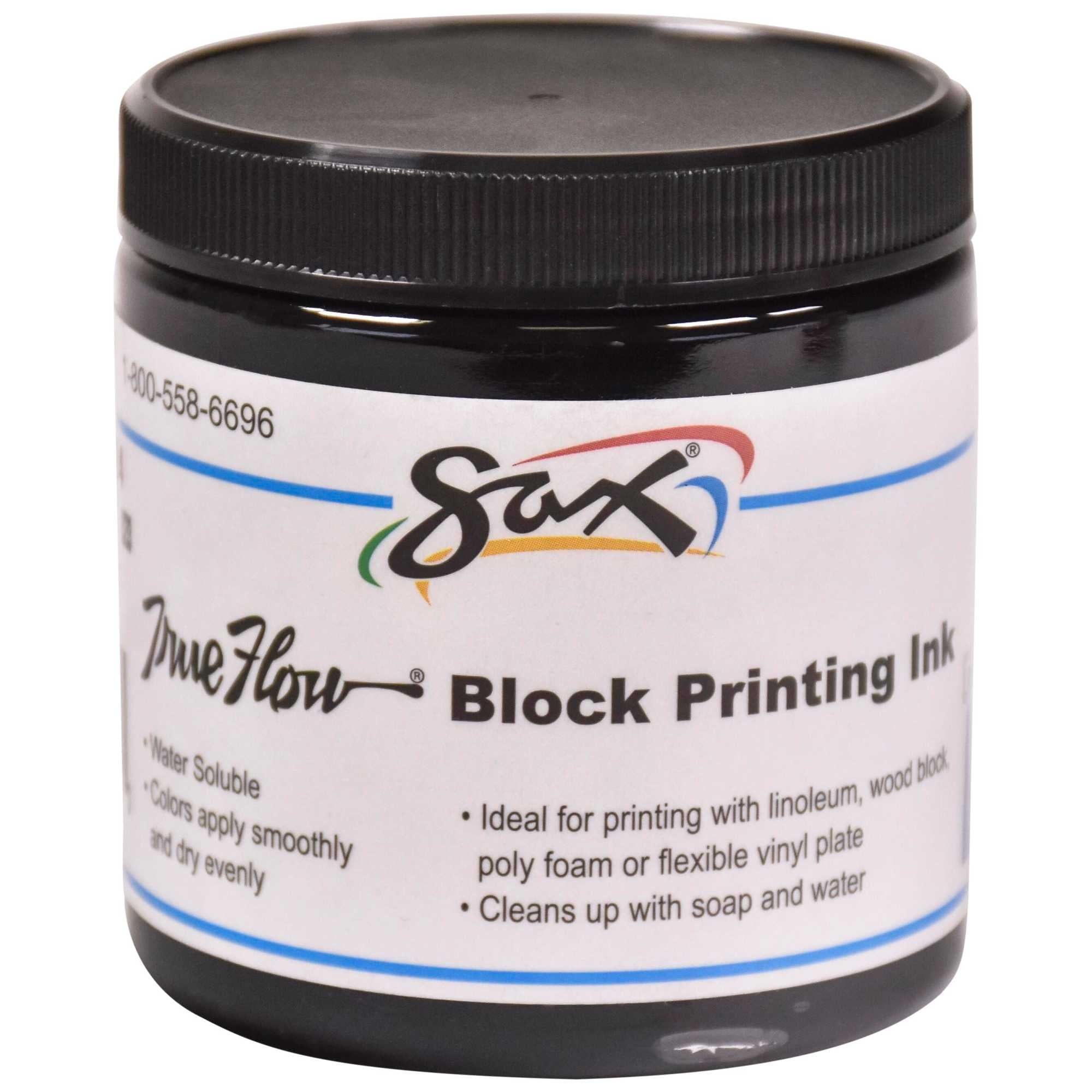 Sax True Flow Water Soluble Block Printing Ink, 8 Ounces, Black ...