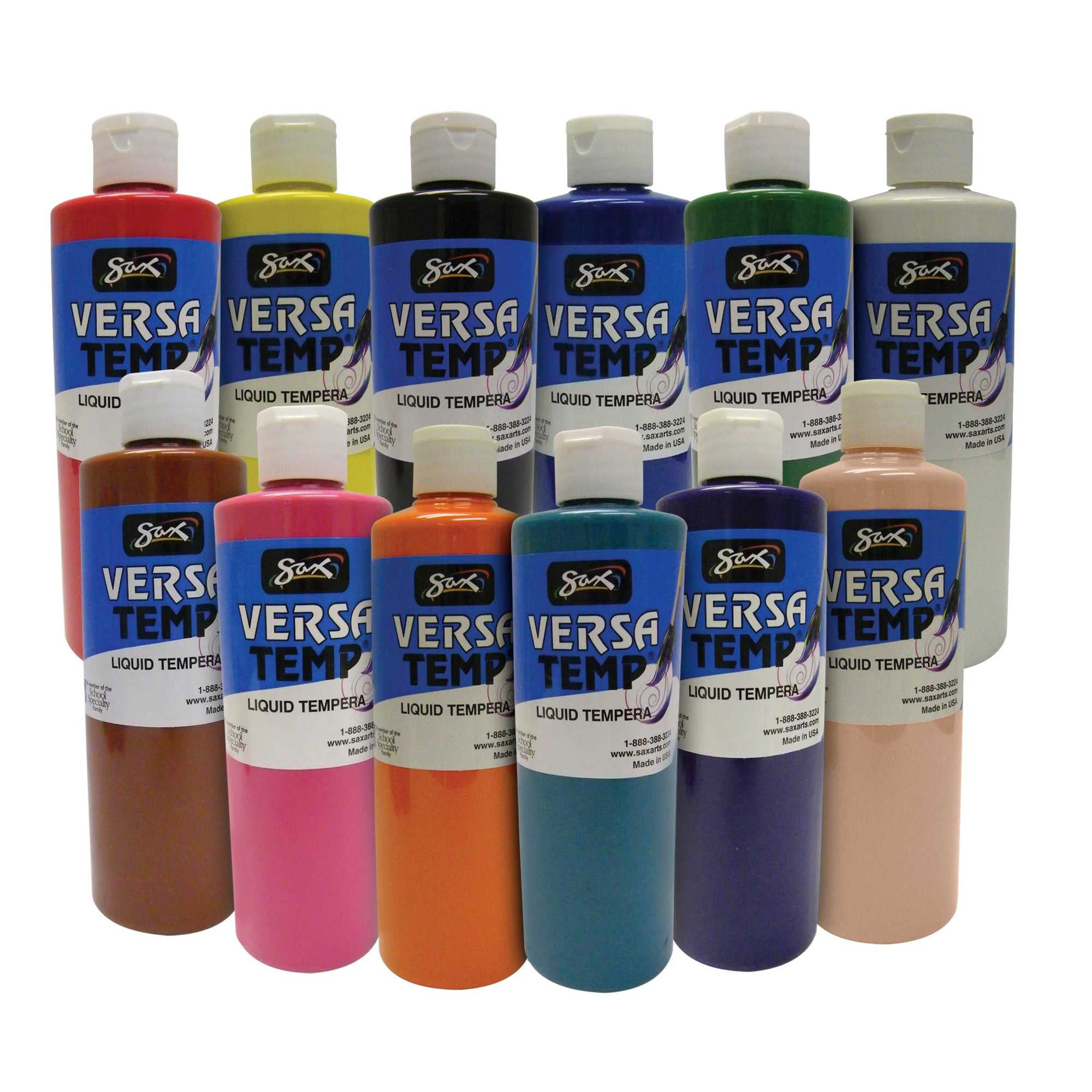 Sax Versatemp Liquid Tempera Paint, 1 Pint Bottles, Assorted Colors ...