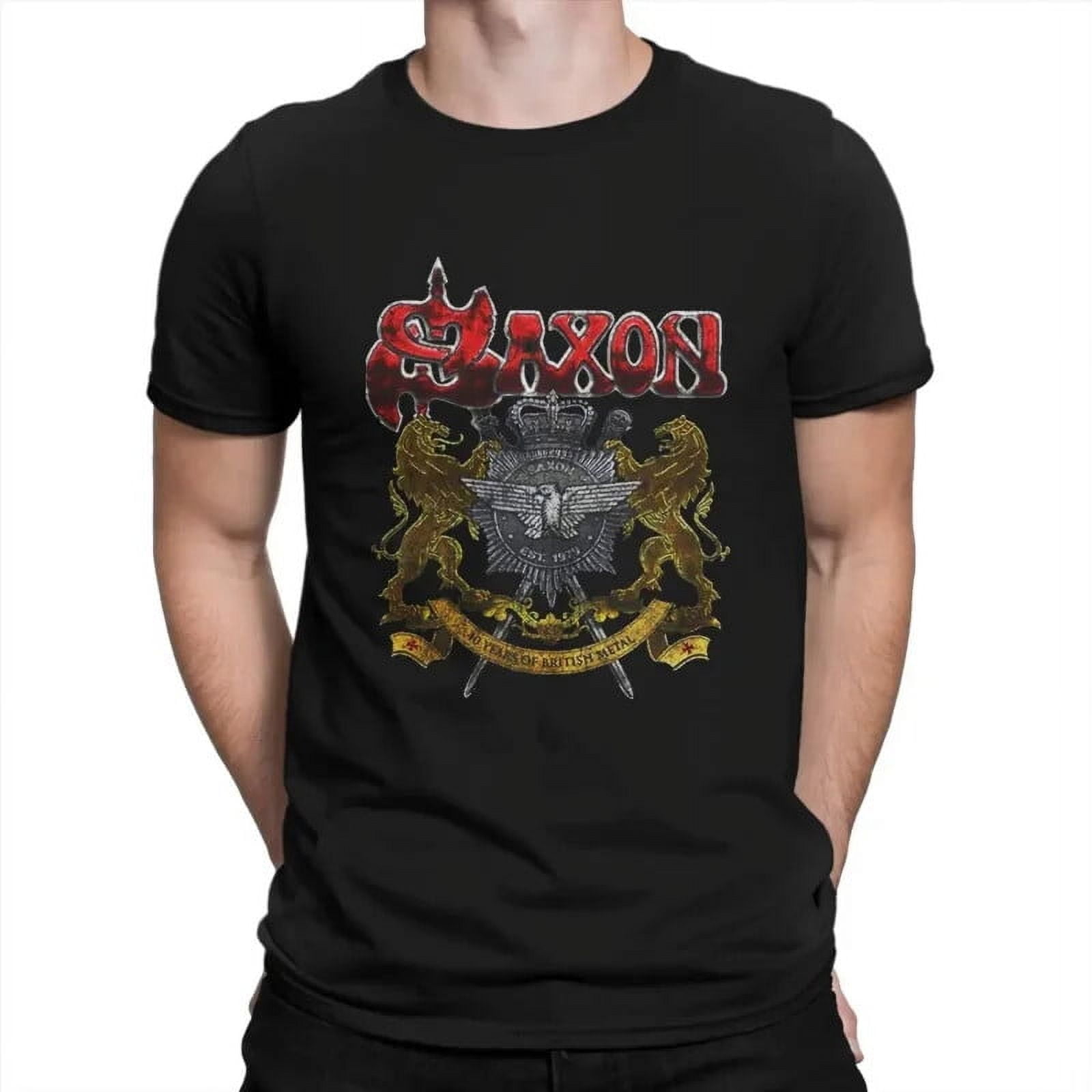 Saxon Band Logo Music Heavy Metal T-Shirt for Men British Classic Metal ...