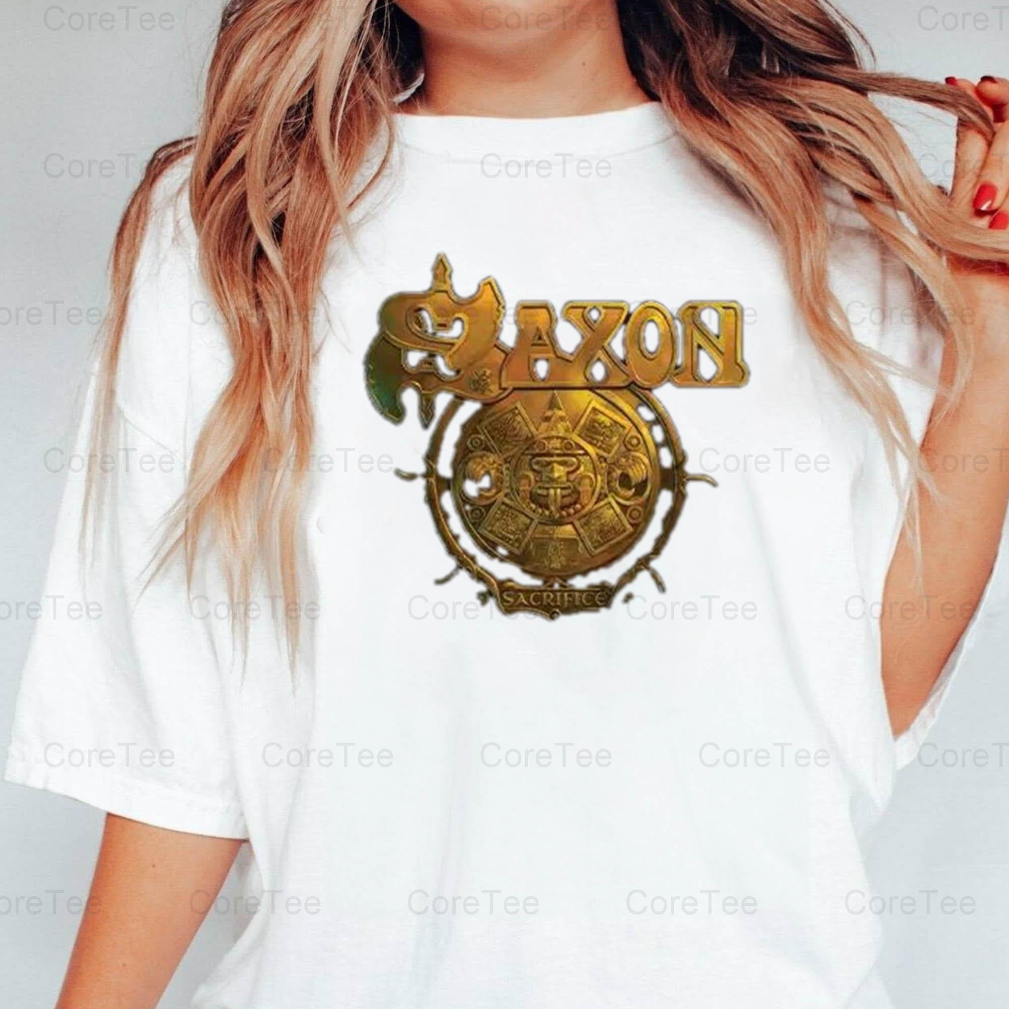 Saxon Sacrifice Rock Concert Tour Vintage NWOBHM Metal Band Biff Byford T-Shirt Unisex, up to ...