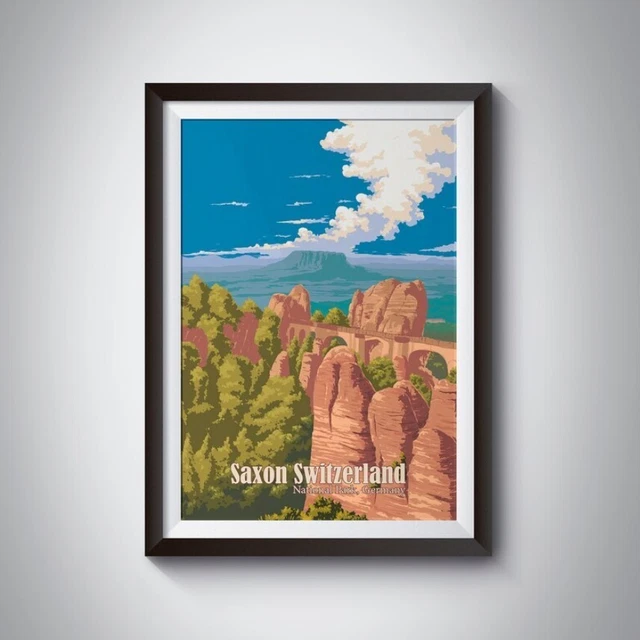 Saxon Switzerland National Park Poster, Germany Travel Print, Bastei ...