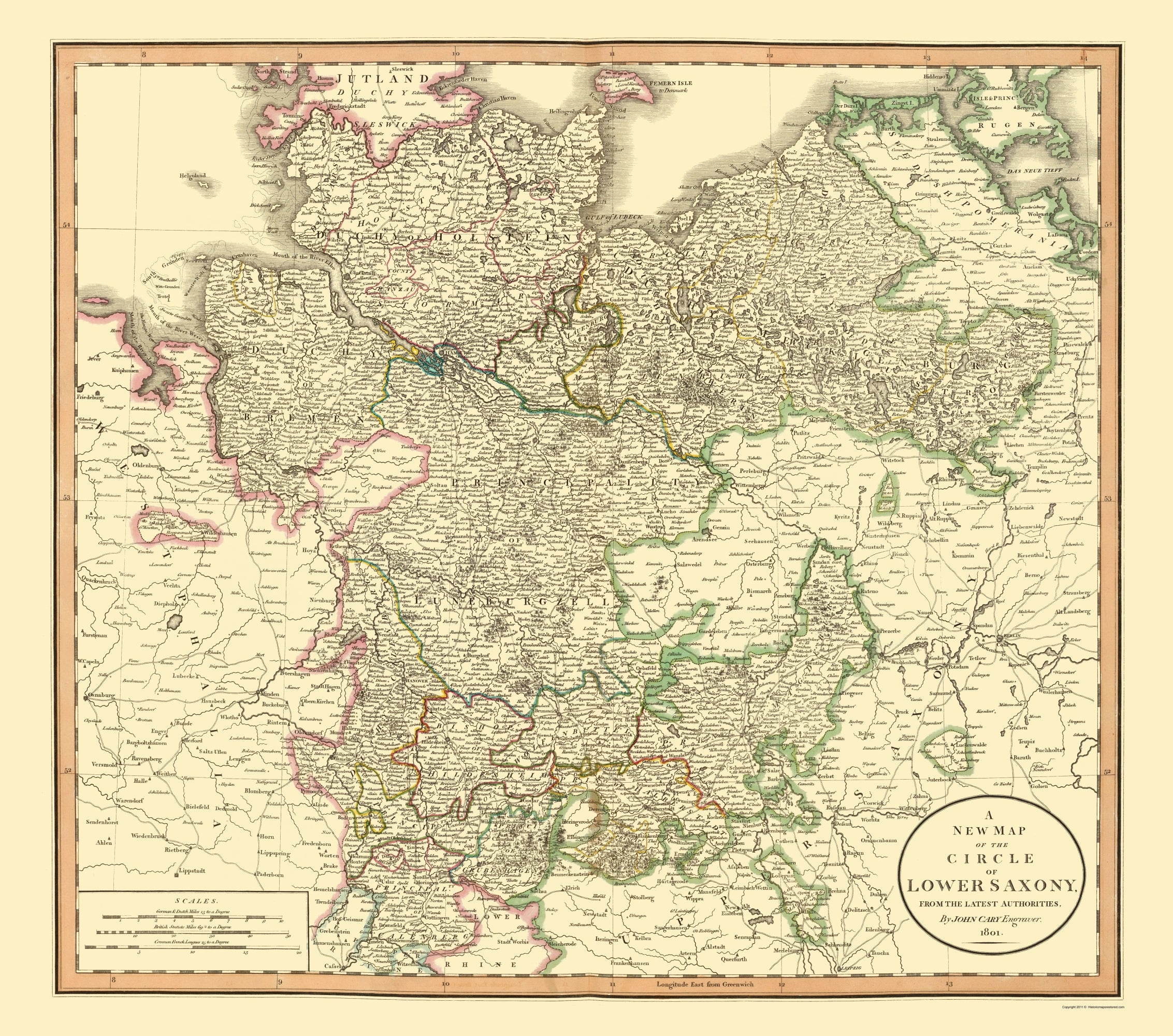 Historic Map - Saxony Germany Lower - Cary 1835 - 23 x 26.05 - Vintage ...