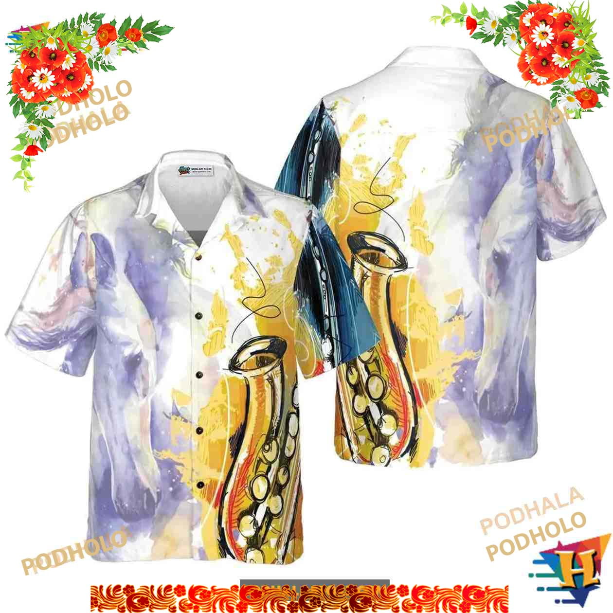 Saxophone And Horse Aloha Hawaiian Shirt For Summer, Gift For Horse ...