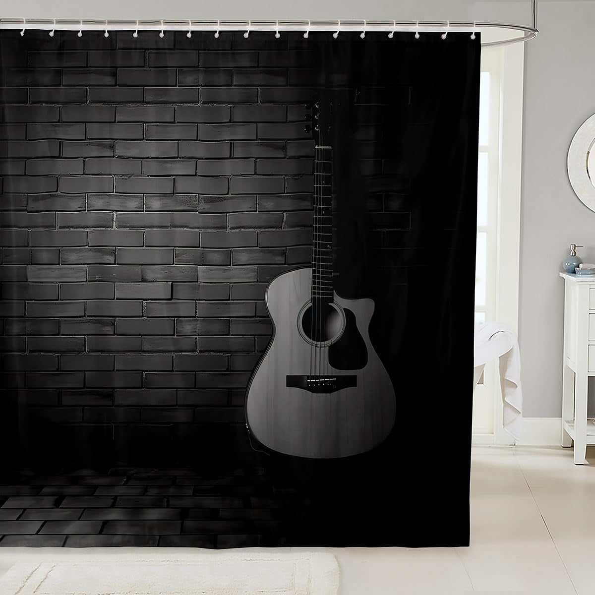 Saxophone Bathroom Shower Curtain Set Trombone Piano Keys Shower ...