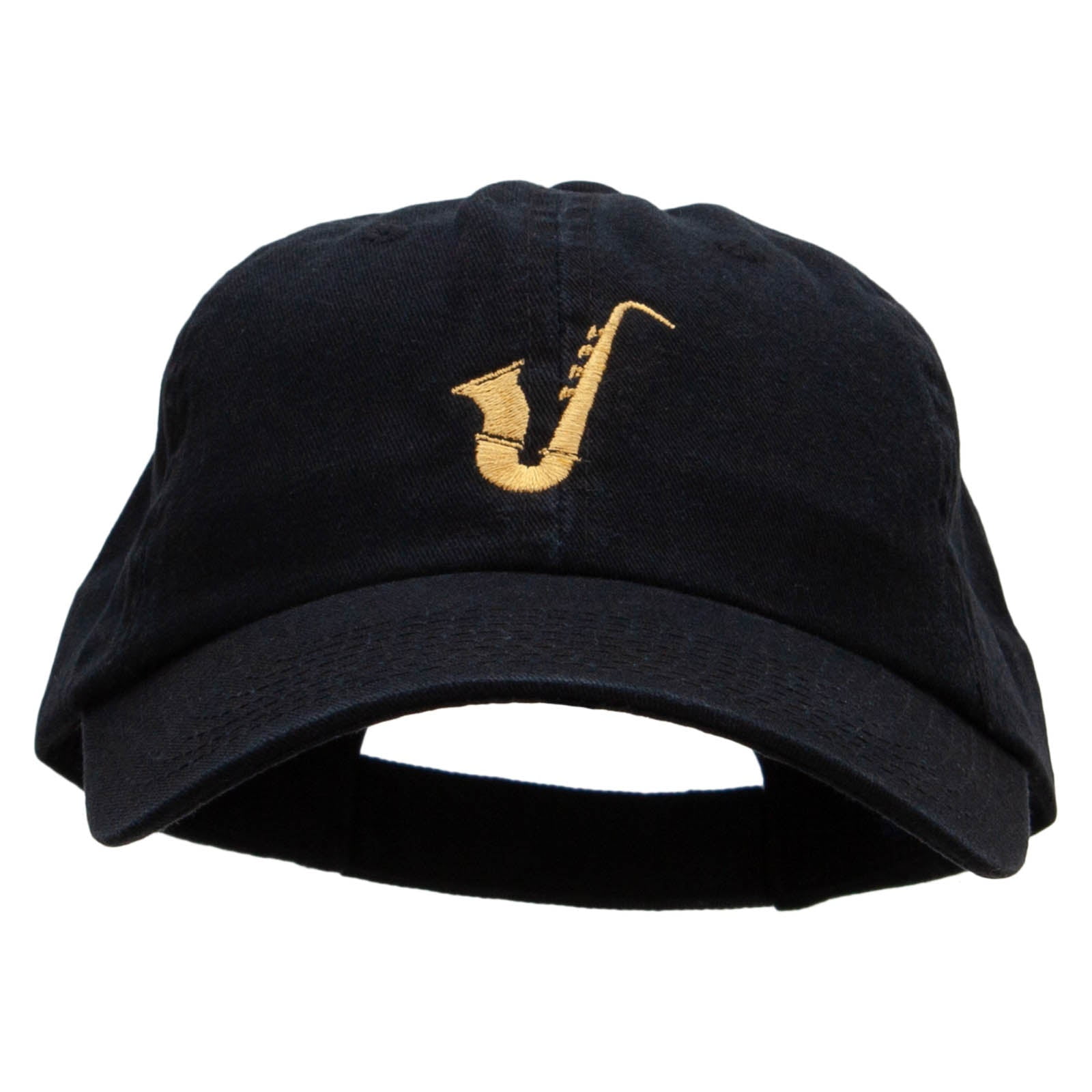 Saxophone Embroidered Low Profile Dyed Cotton Twill Cap - Black OSFM ...