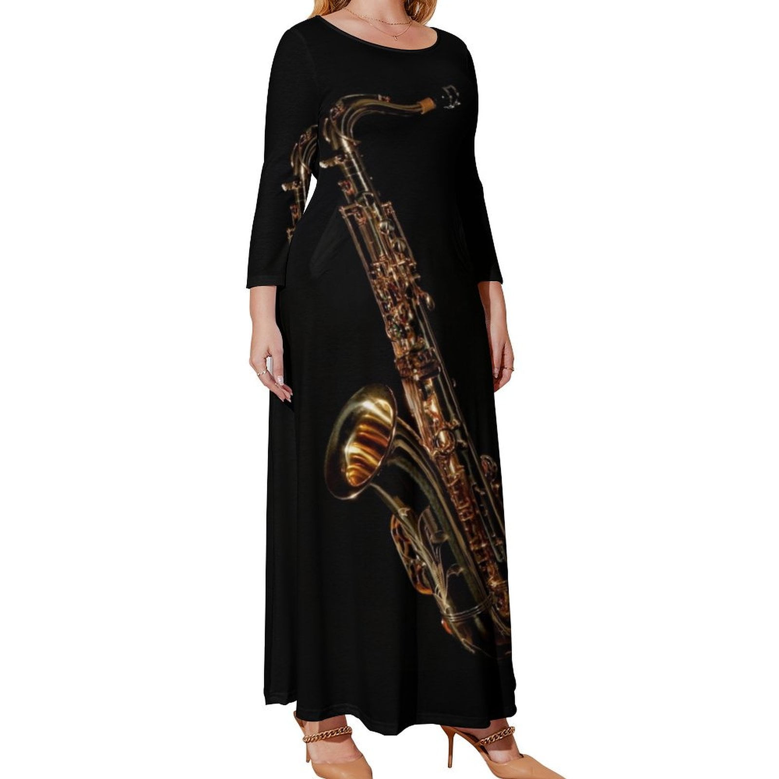 Saxophone Long Sleeved Dress Long dresses sexy dress prom clothes dress ...
