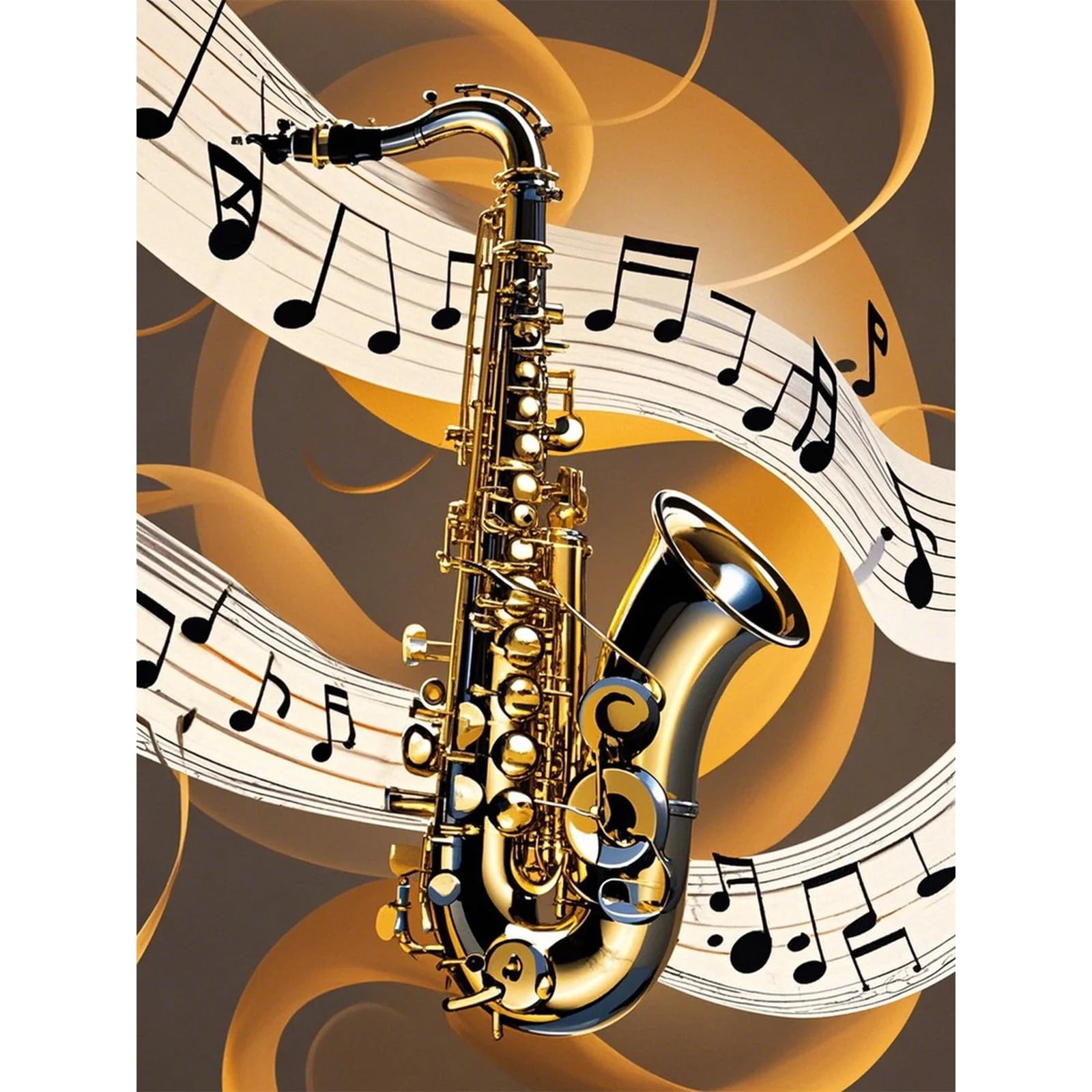 Saxophone with Music Notes Diamond Art 5D Diamond Painting DIY Kits ...