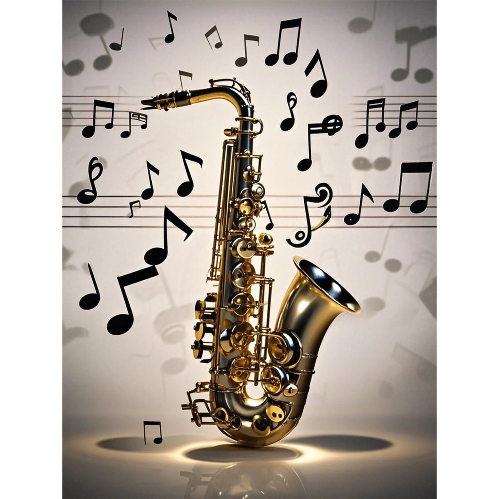 Saxophone with Music Notes Diamond Painting DIY Kit 5D Diamond Art Full ...
