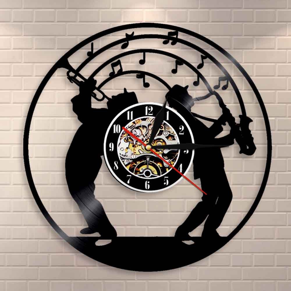 Saxophone Music Themed Vinyl Record Wall Clock Silent Movement Wall ...