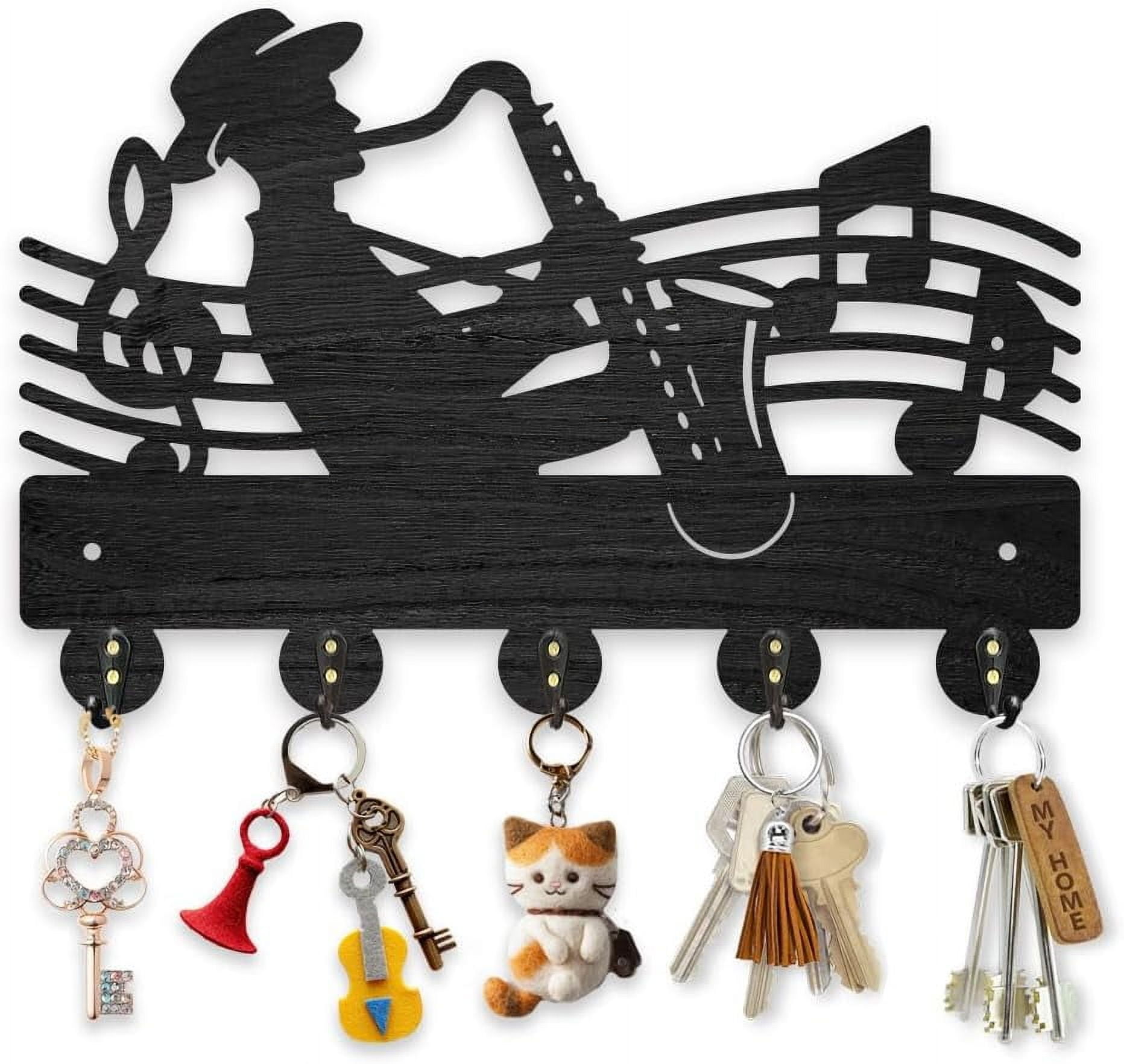 Saxophone Musical Note Key Hook for Wall 11.8 x 7.8in Wooden Treble ...