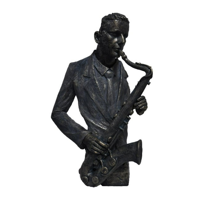 Saxophone Player Statue Sculpture in Patina Black Finish by Urban Port ...