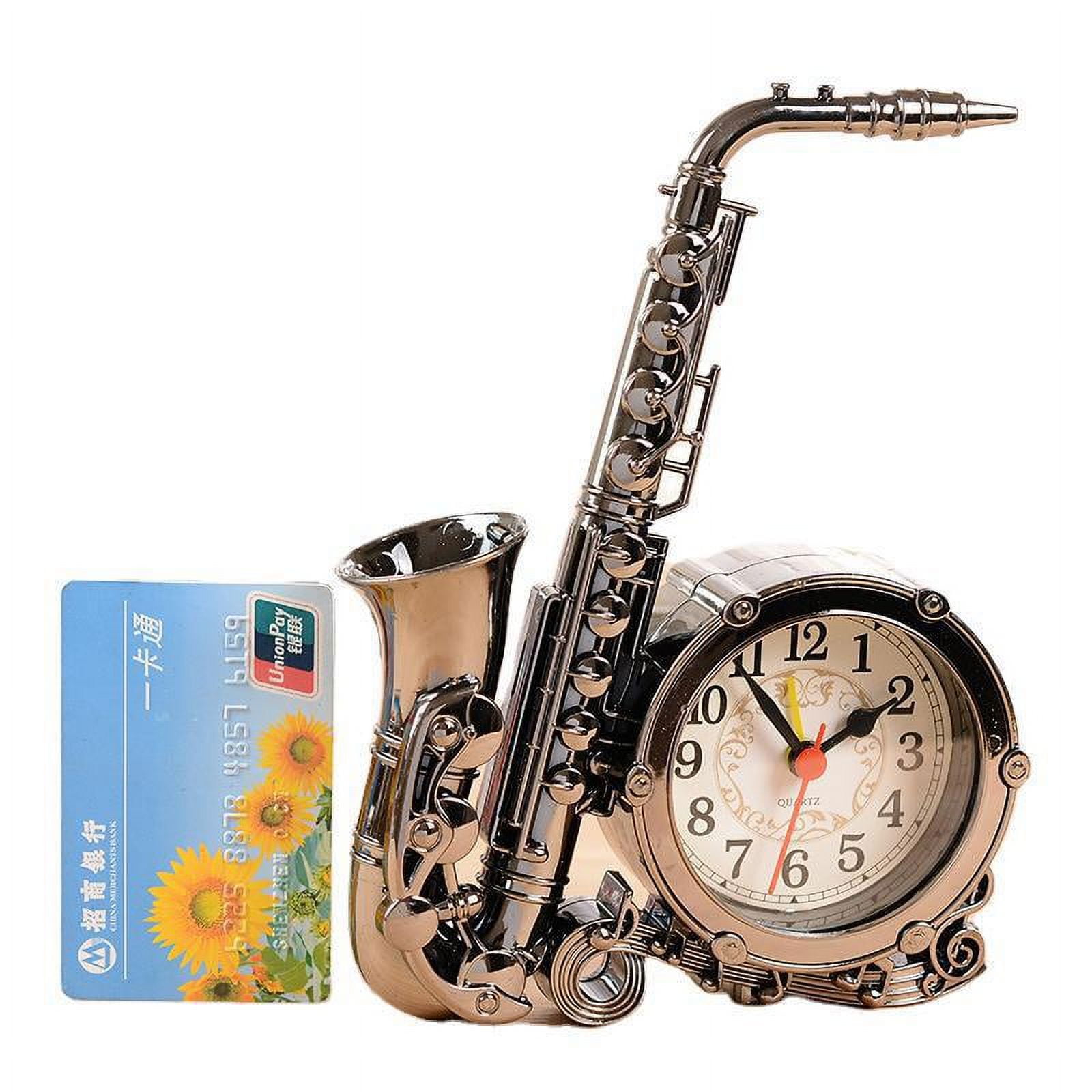 HOOWIFFY Vintage Saxophone Shaped Clock Multi Plastic Silent for Home ...