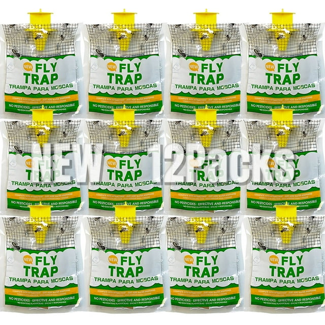 ADDOT Outdoor Fly Traps Bag - Natural, Pre-Baited, Disposable, 12 Set ...