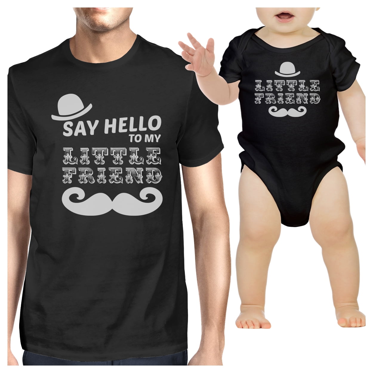 Say Hello To My Little Friend Mustache Dad and Baby Matching Black ...