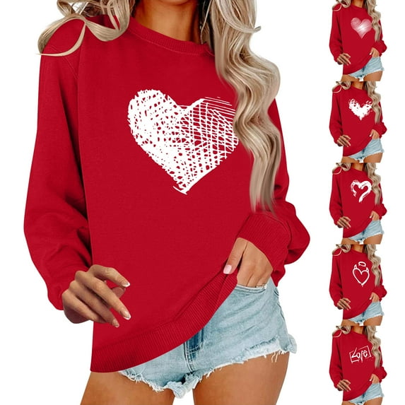 Say 'Love' with Hearts! Women's Red Valentine's Day Hoodie Soft and ...