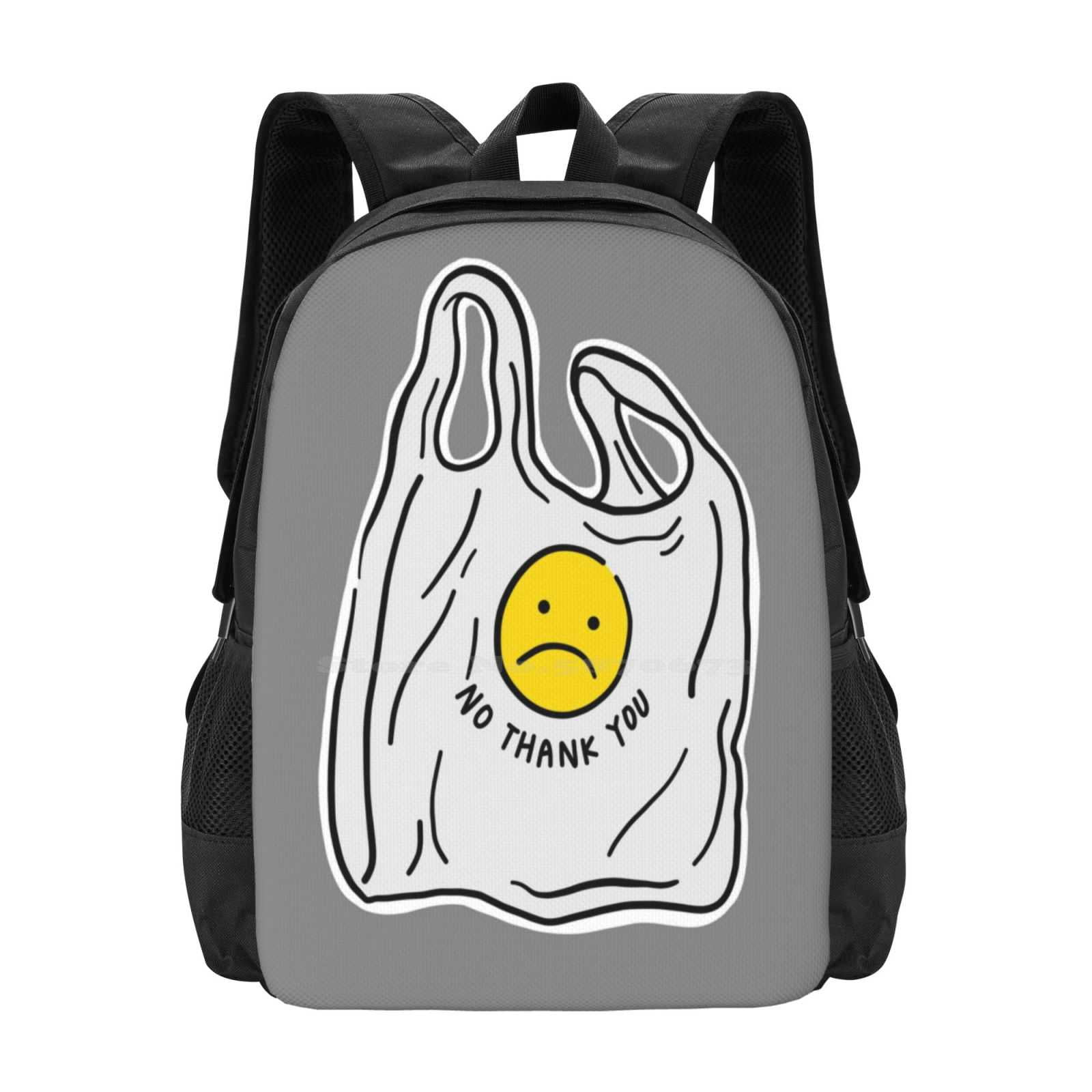 Say No To Plastic Bags Teen College Student Backpack Pattern Design ...