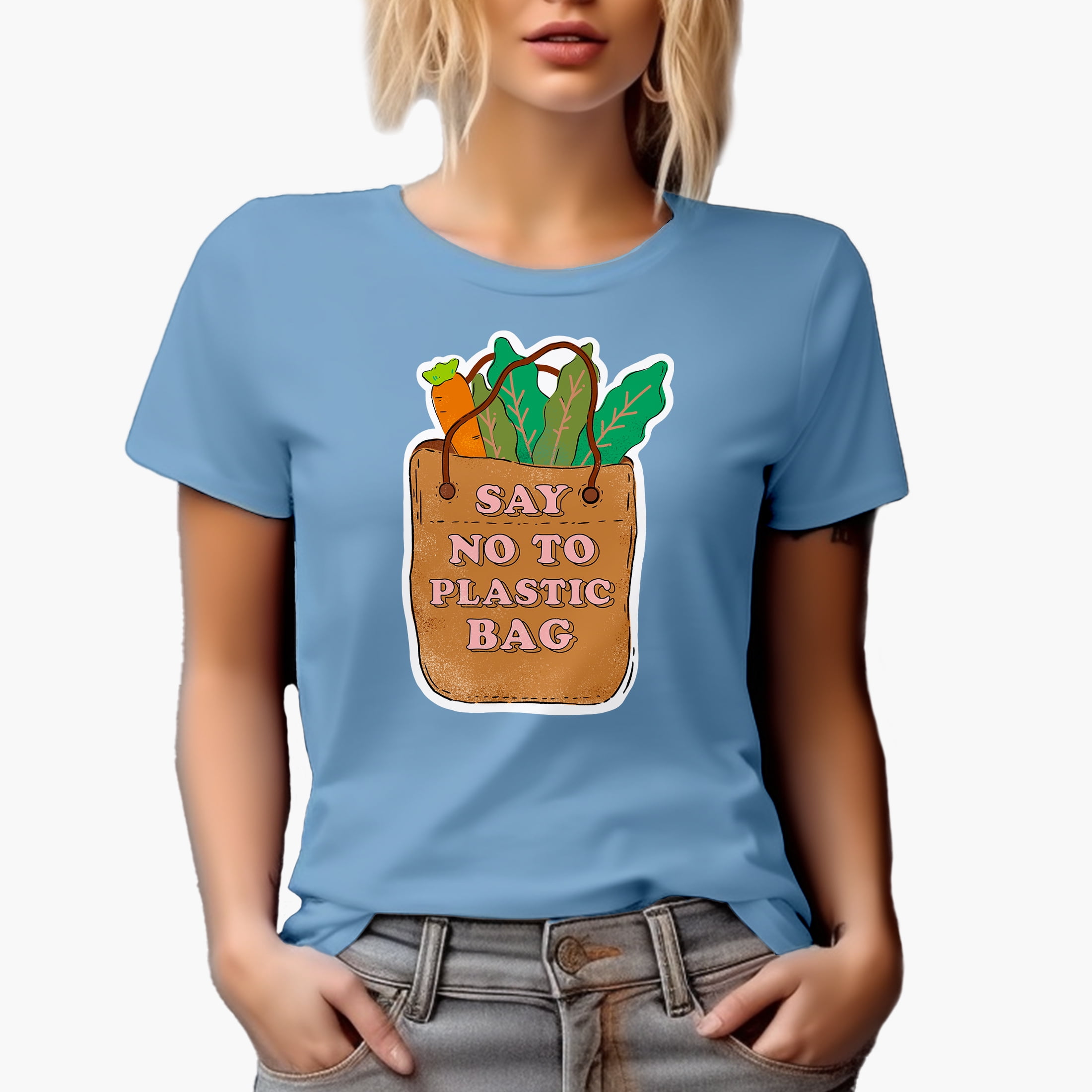 Say No to Plastic Bag Art, Earth Day & Environmentalist Merch Gift ...