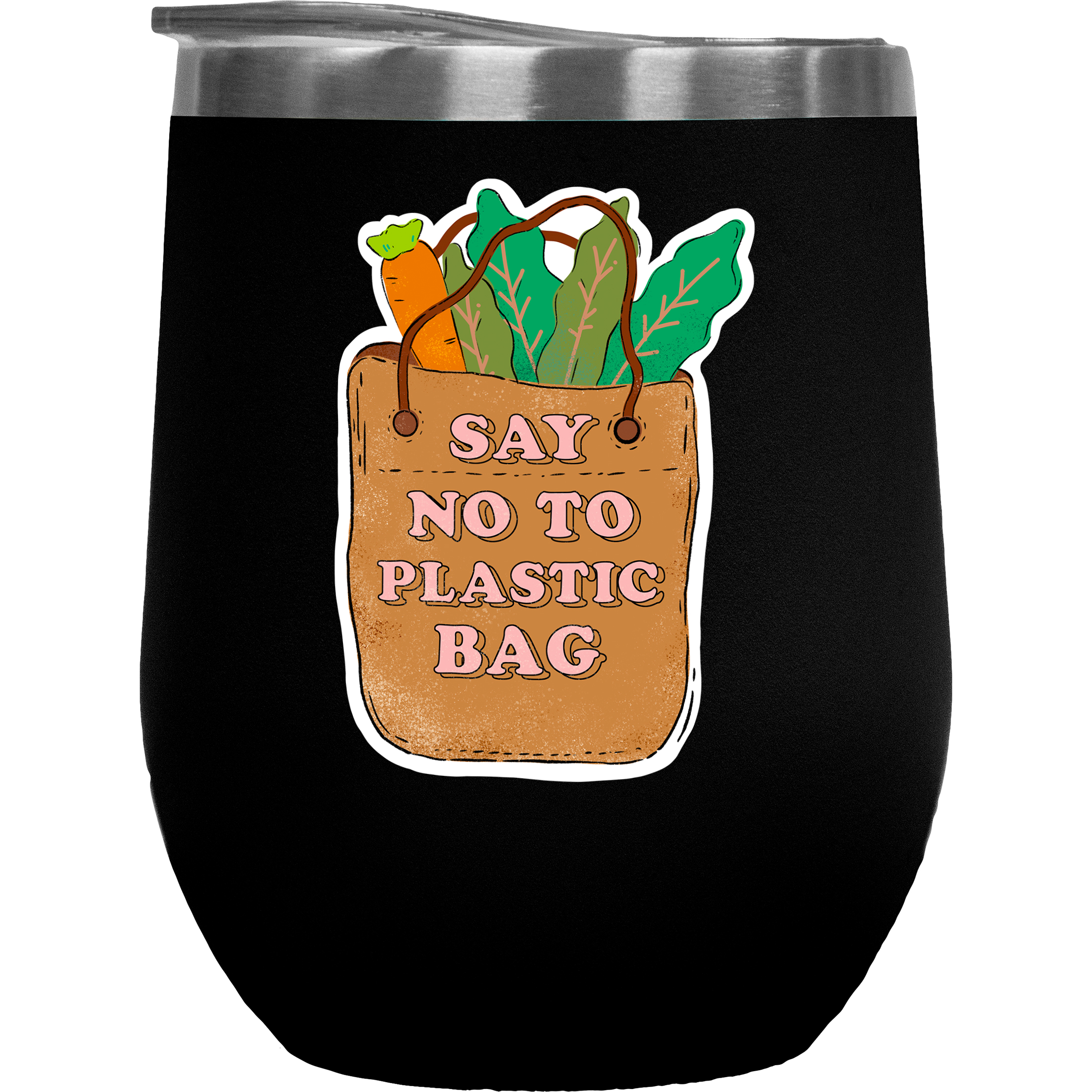 Say No to Plastic Bag Quote Art, Earth Day & Environmentalist Merch ...