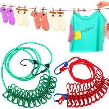 SayYes 2 Pack Multicolour with Two Sided Hooks Elastic 12 Clips 6 feet ...
