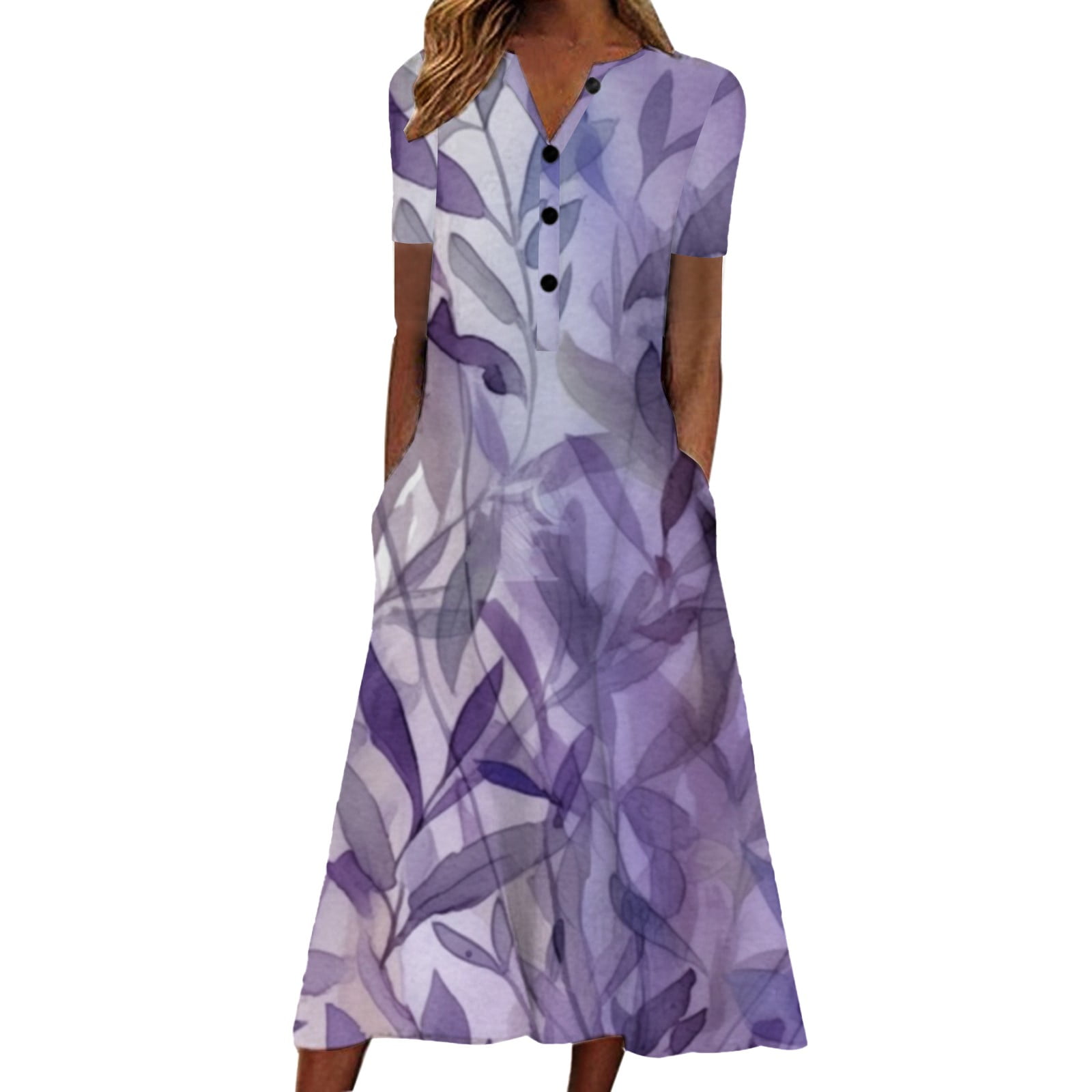 Sayhi Spring Dresses for Women Plus Size Boho Floral Casual House Dress ...