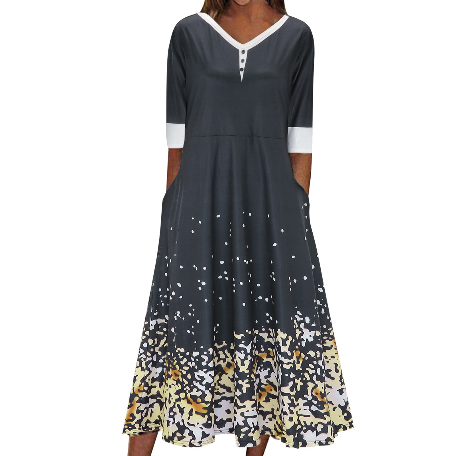 Sayhi Spring Dresses for Women Plus Size Boho Floral Casual House Dress ...