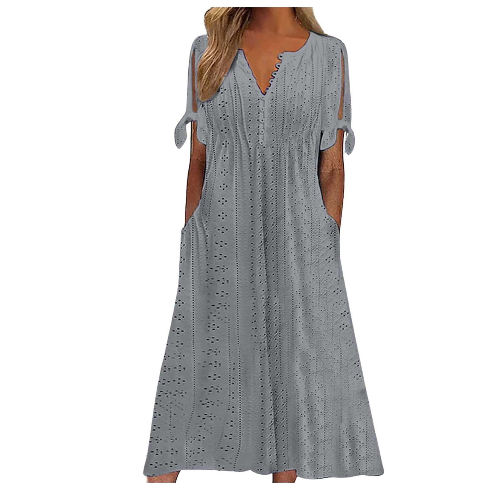 Sayhi Summer Dresses 2024 Women Button Up with Pockets Plus Size Boho ...