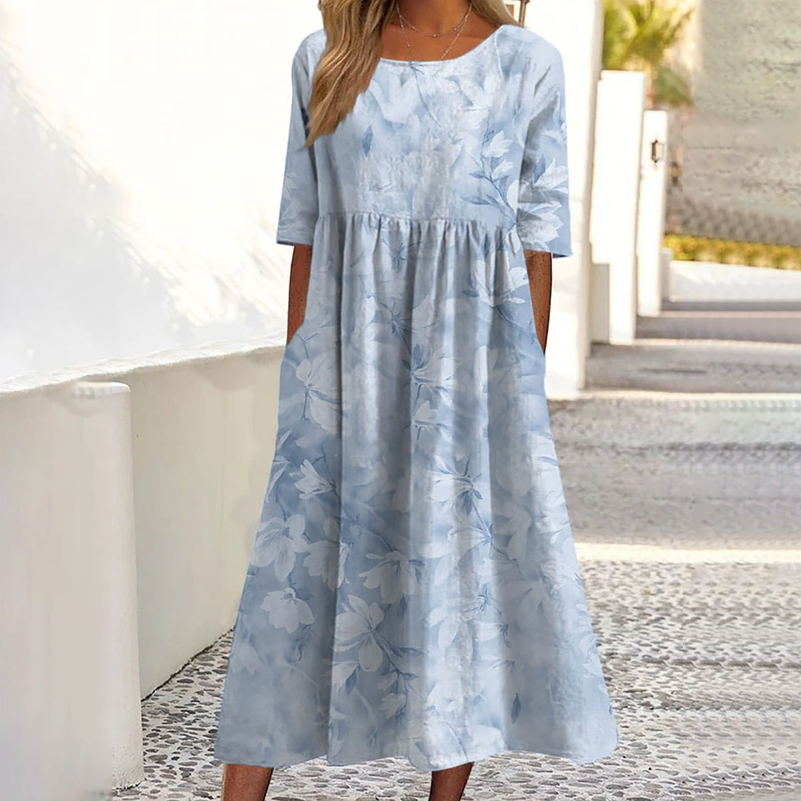 Sayhi Women's Casual Dresses Plus Size Boho Floral Casual House Dress ...