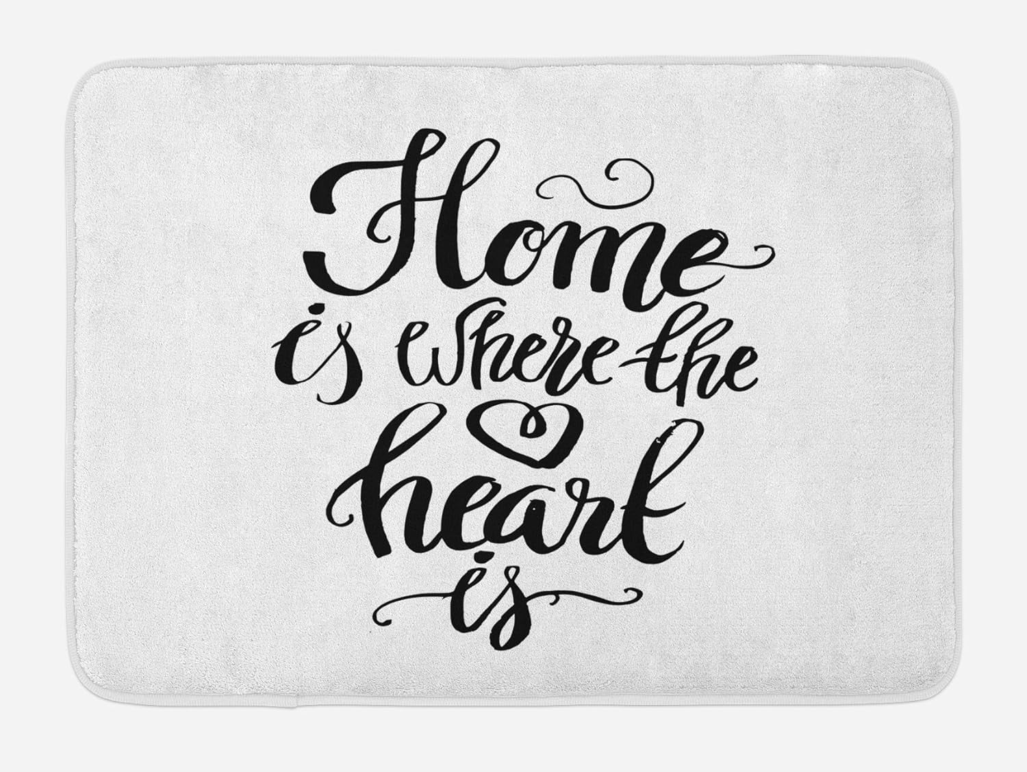Saying Bath Mat, Home is Where The Heart is Words Hand Written Style ...