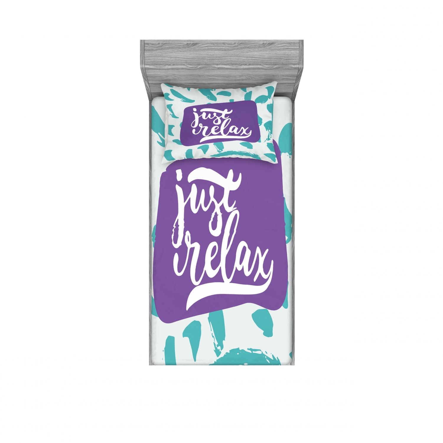 Saying Bedding Set with Sheet & Covers, Hand Drawn Just Relax Ink ...