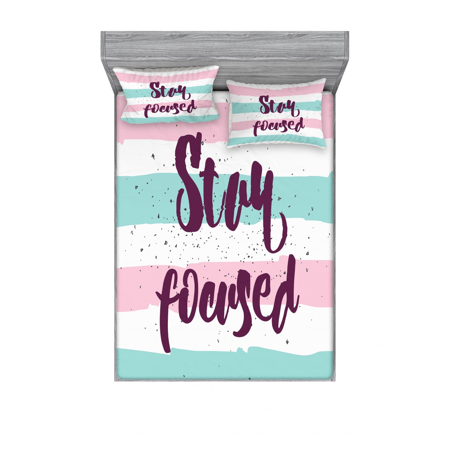 Saying Bedding Set with Sheet & Covers, Stay Focused Words with ...
