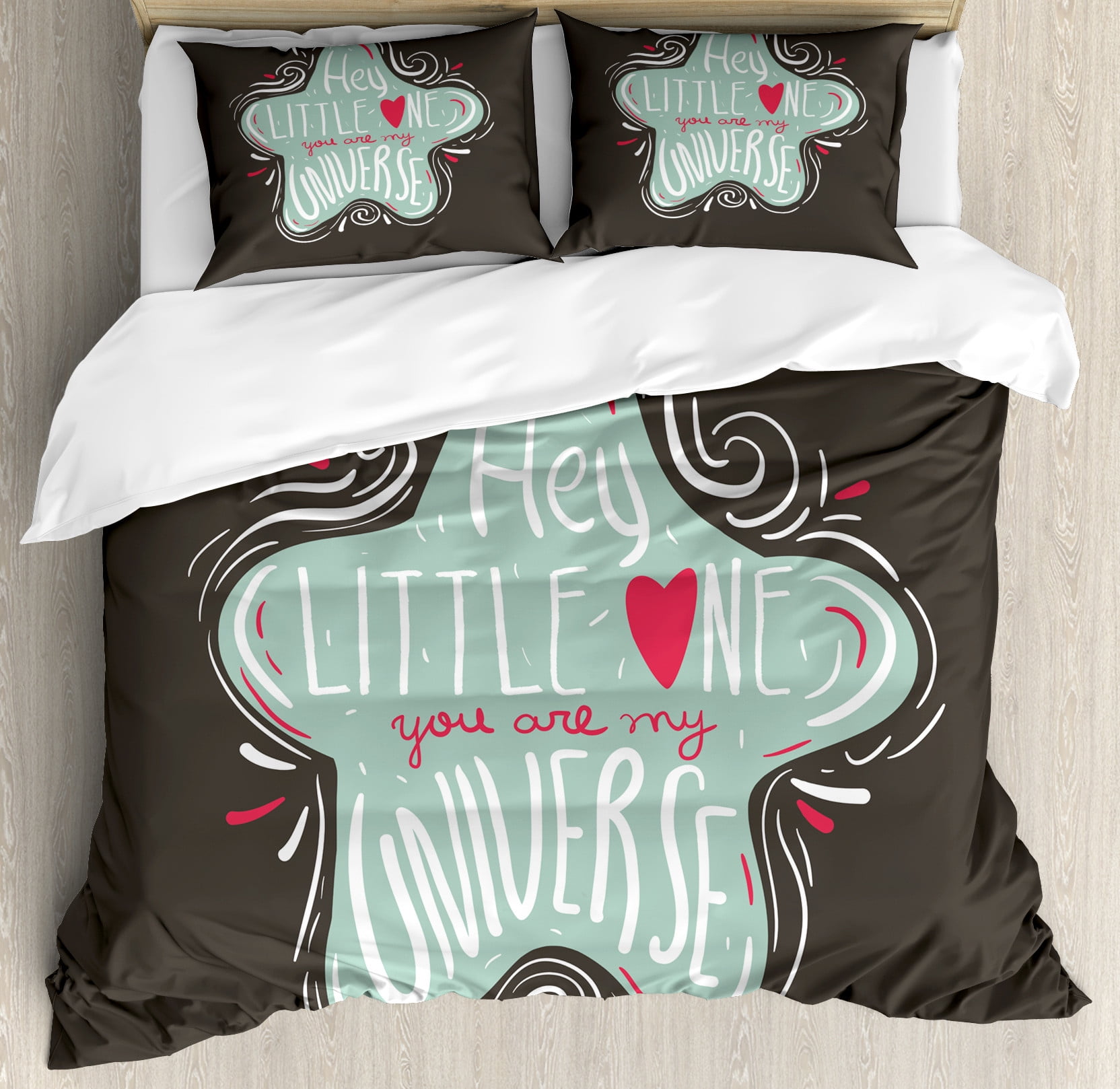 Saying Duvet Cover Set, Hey Little You Are My Universe Typography Star ...