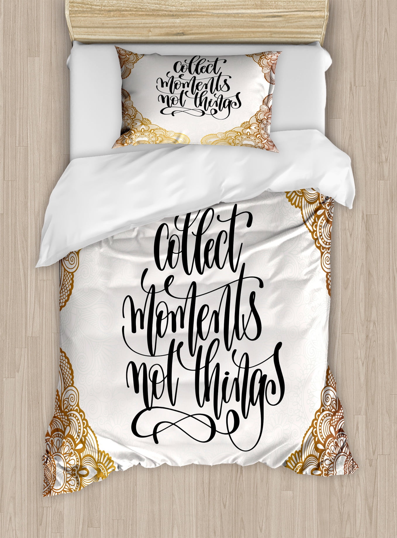 Saying Duvet Cover Set, Ornamental Print Framing Cursive Calligraphy ...