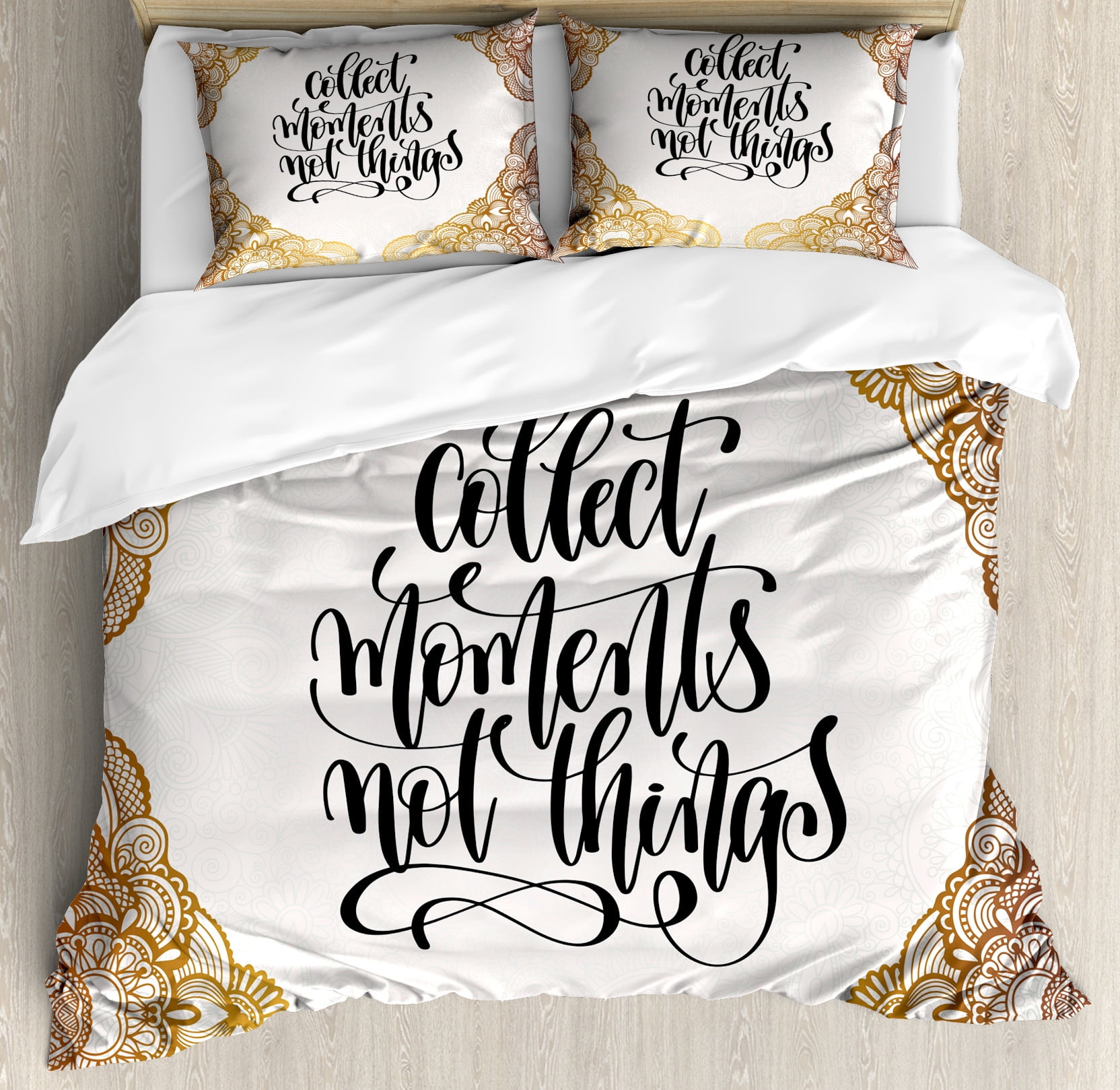 Saying Duvet Cover Set, Ornamental Print Framing Cursive Calligraphy ...